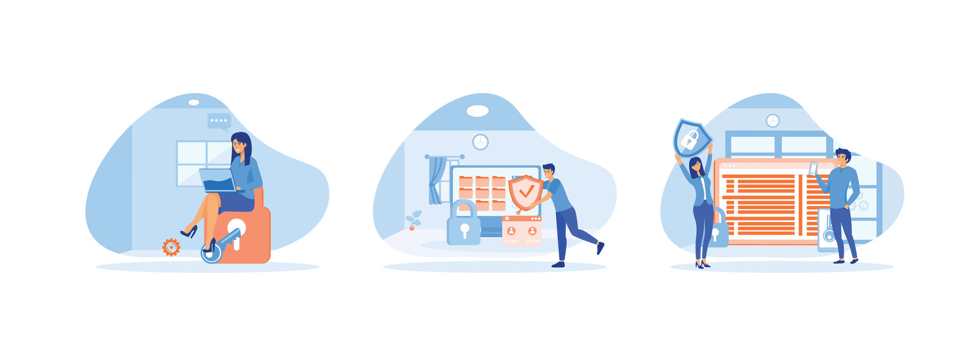 Protected Access Control Protection Web Access Control Concept Flat Data Security System