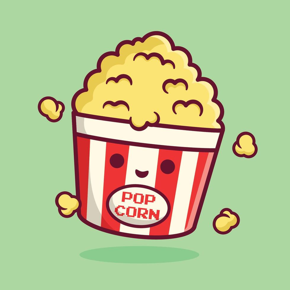 free vector cute cartoon popcorn on basket art design 38498719 Vector ...