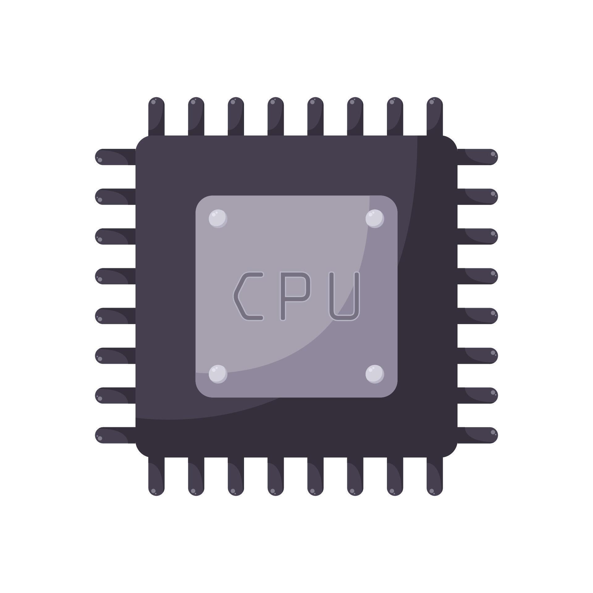 Cpu Central Processing Unit Microchip Technology Vector Illustration