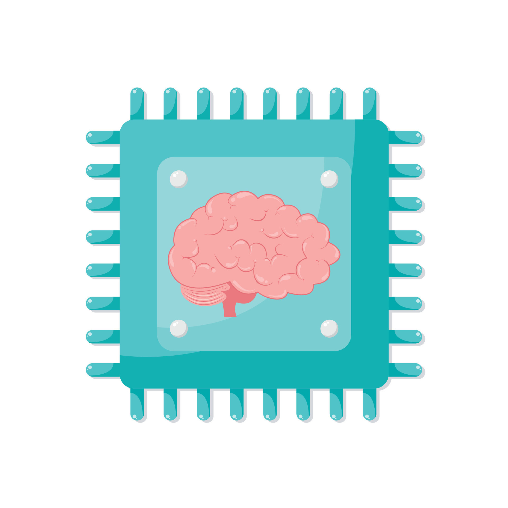 Artificial Intelligence Brain Cpu Chip Vector Illustration Graphic