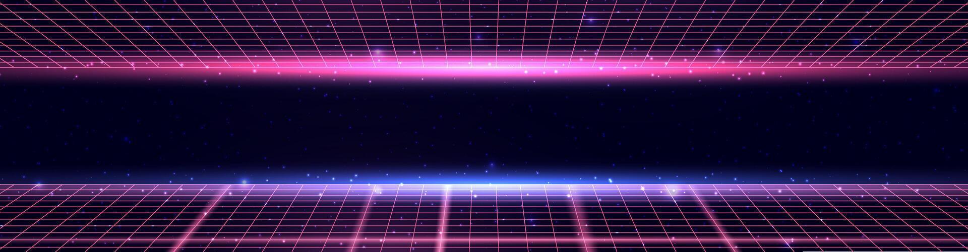 Wireframe perspective grid. Space neon infinity mesh, abstract retro ... Wireframe perspective grid. Space neon infinity mesh, abstract retro ...