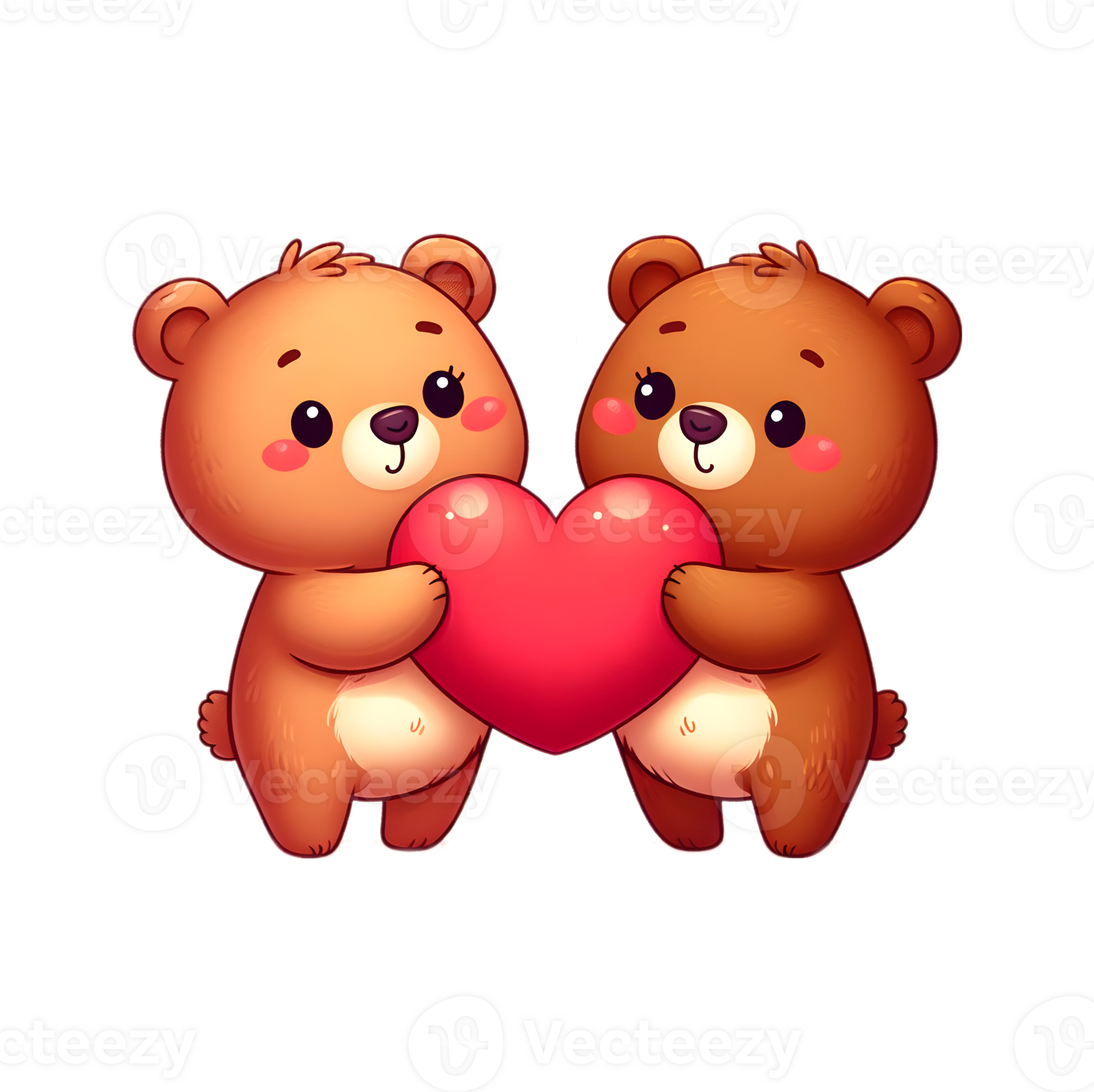 AI generated A cute cartoon couple of bears in love with heart for ...