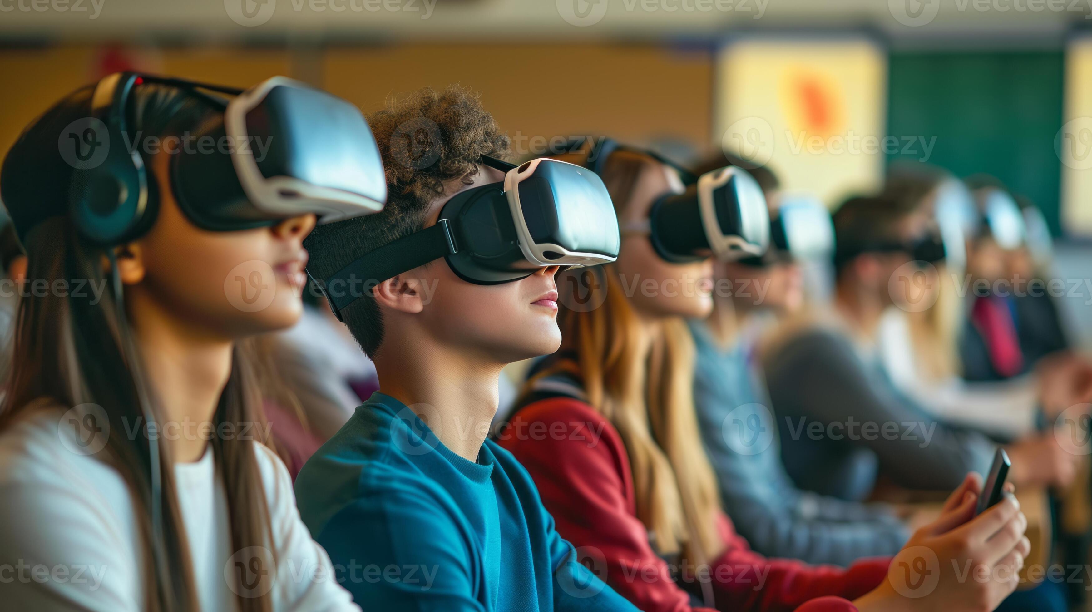 AI generated digital learning experiencing virtual reality classroom ...