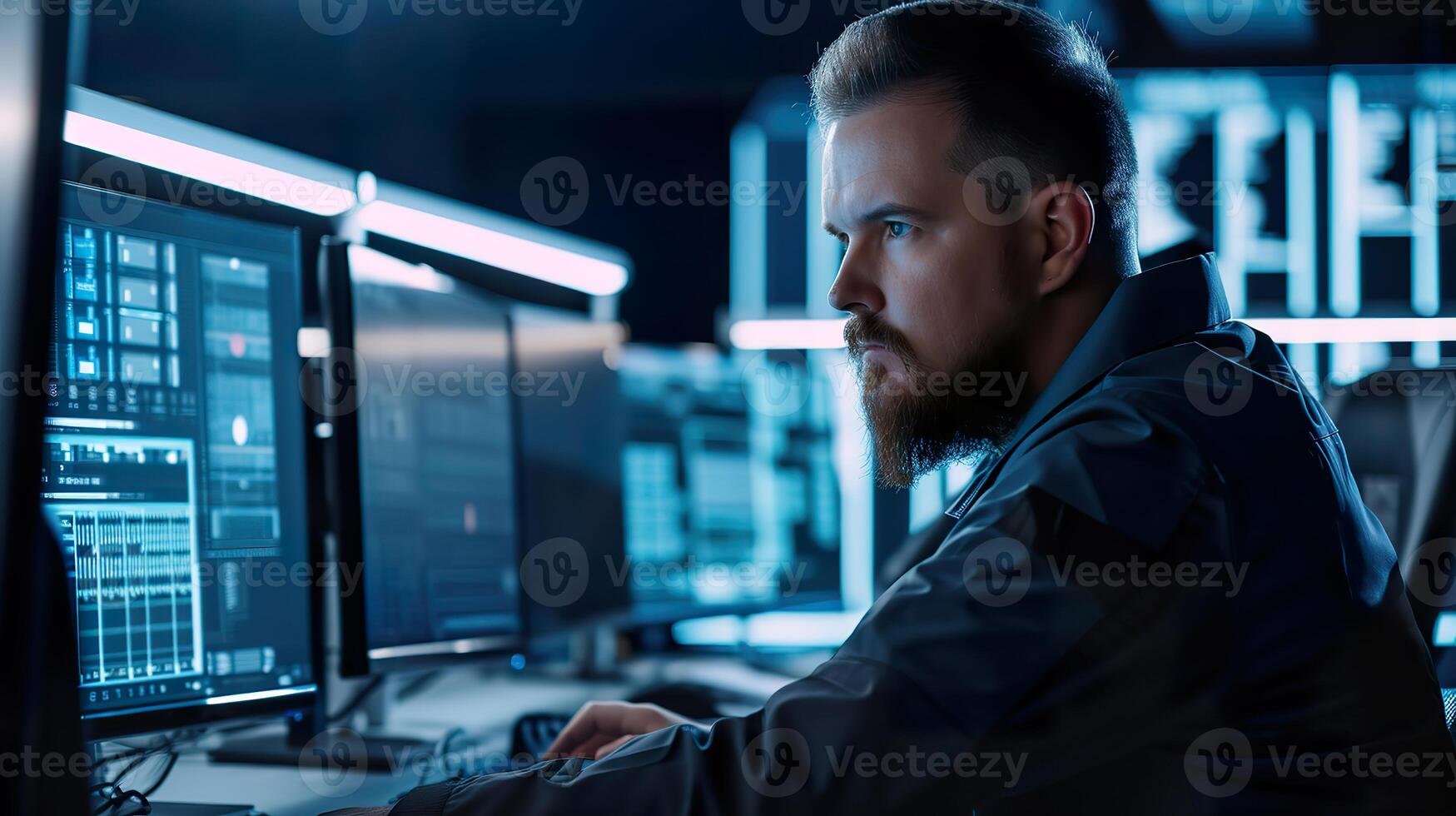 Ai Generated Cybersecurity Analyst Monitoring Network Security 38534856