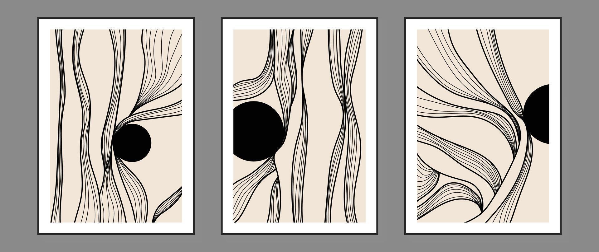 Abstract Line Art Background Vector Minimalist Modern Botanical Contour Drawing With Monochrome