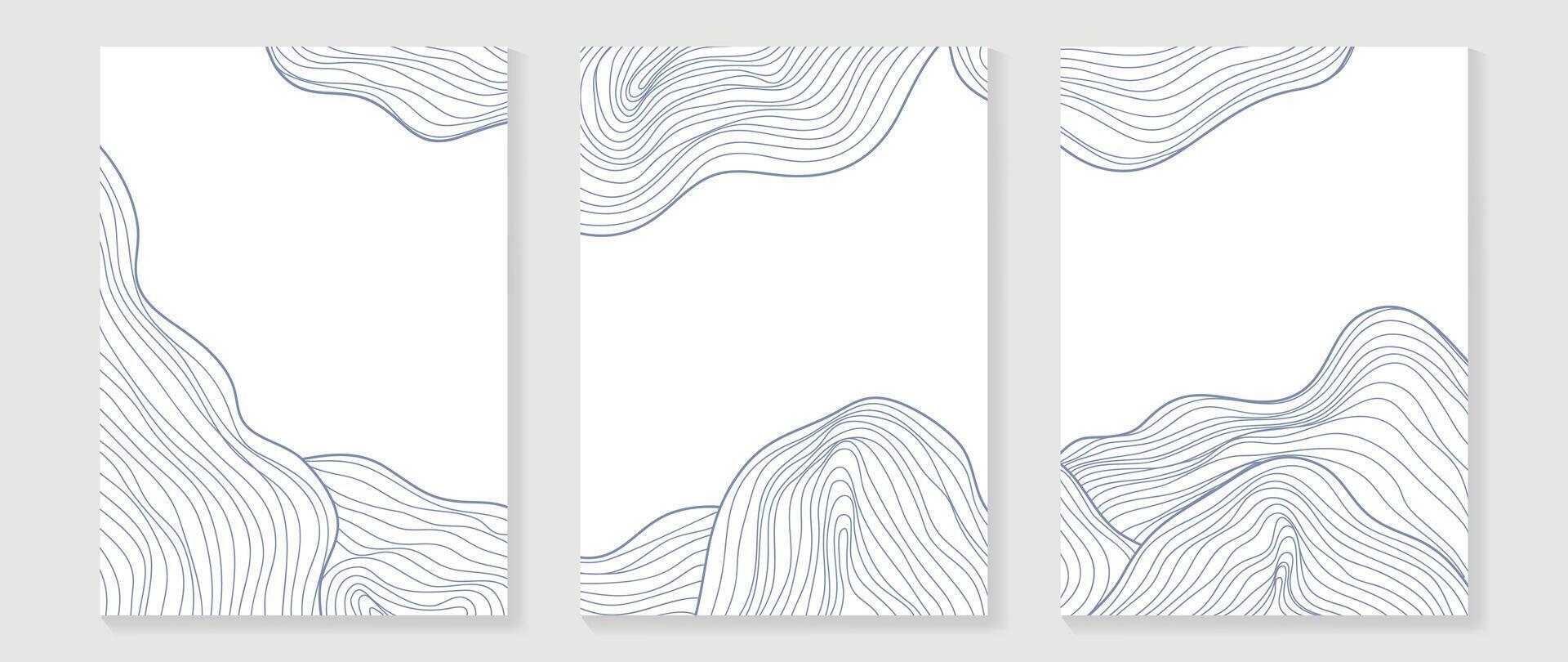 Abstract Line Art Background Vector Minimalist Modern Contour Drawing With Wavy Curve On White