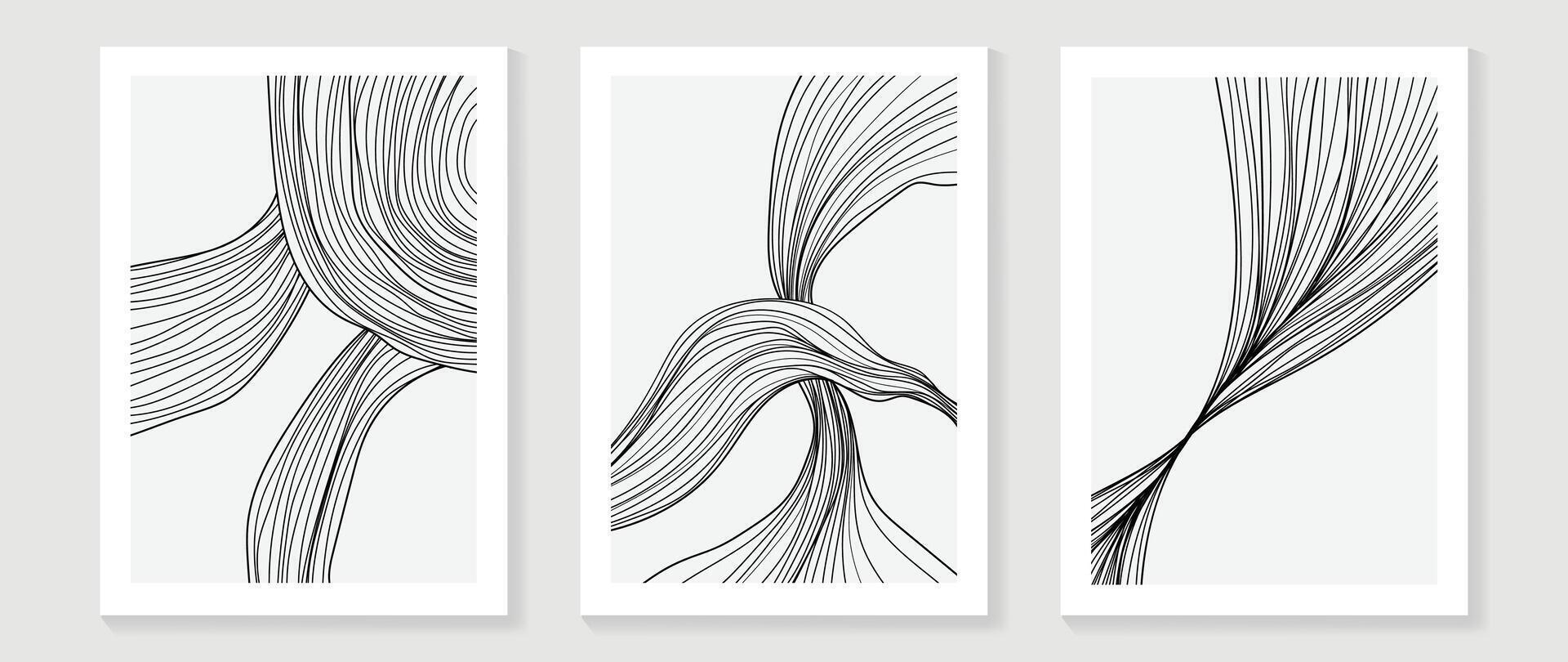 Abstract Line Art Background Vector Minimalist Modern Botanical Contour Drawing On White Color
