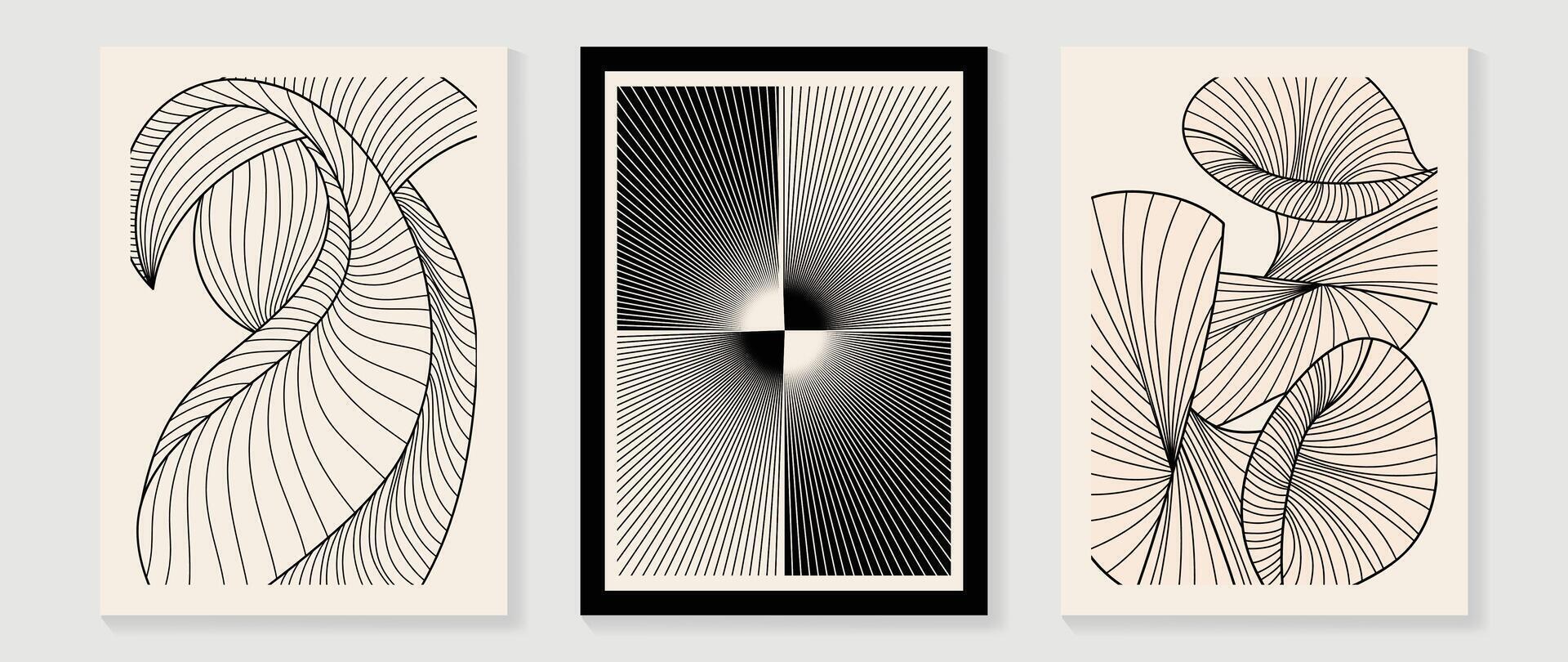 Abstract Line Art Background Vector Minimalist Modern Botanical Contour Drawing With Monochrome