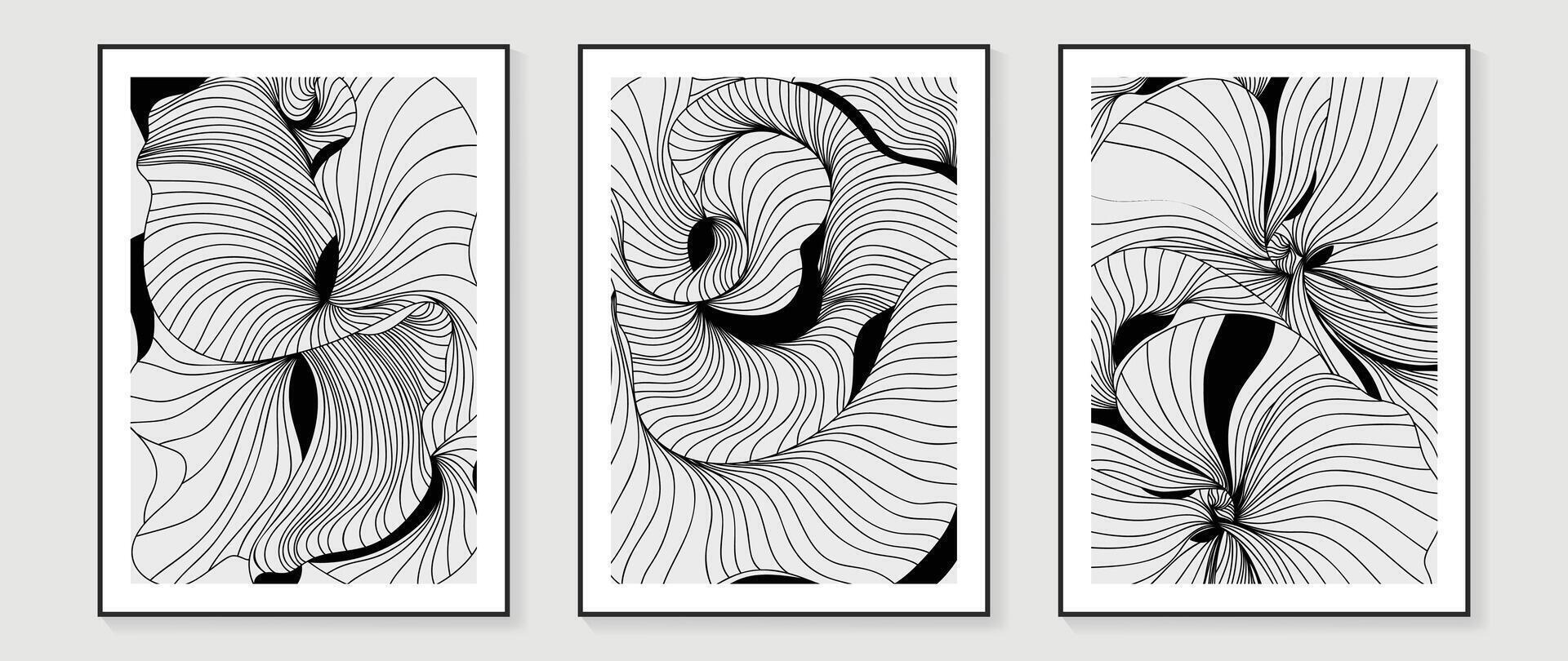 Abstract Line Art Background Vector Minimalist Modern Botanical Contour Drawing On White Color