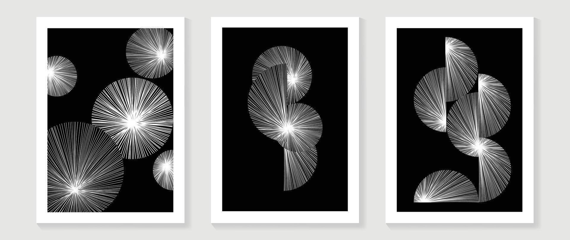 Abstract Line Art Background Vector Minimalist Modern Contour Drawing With White Line On Black