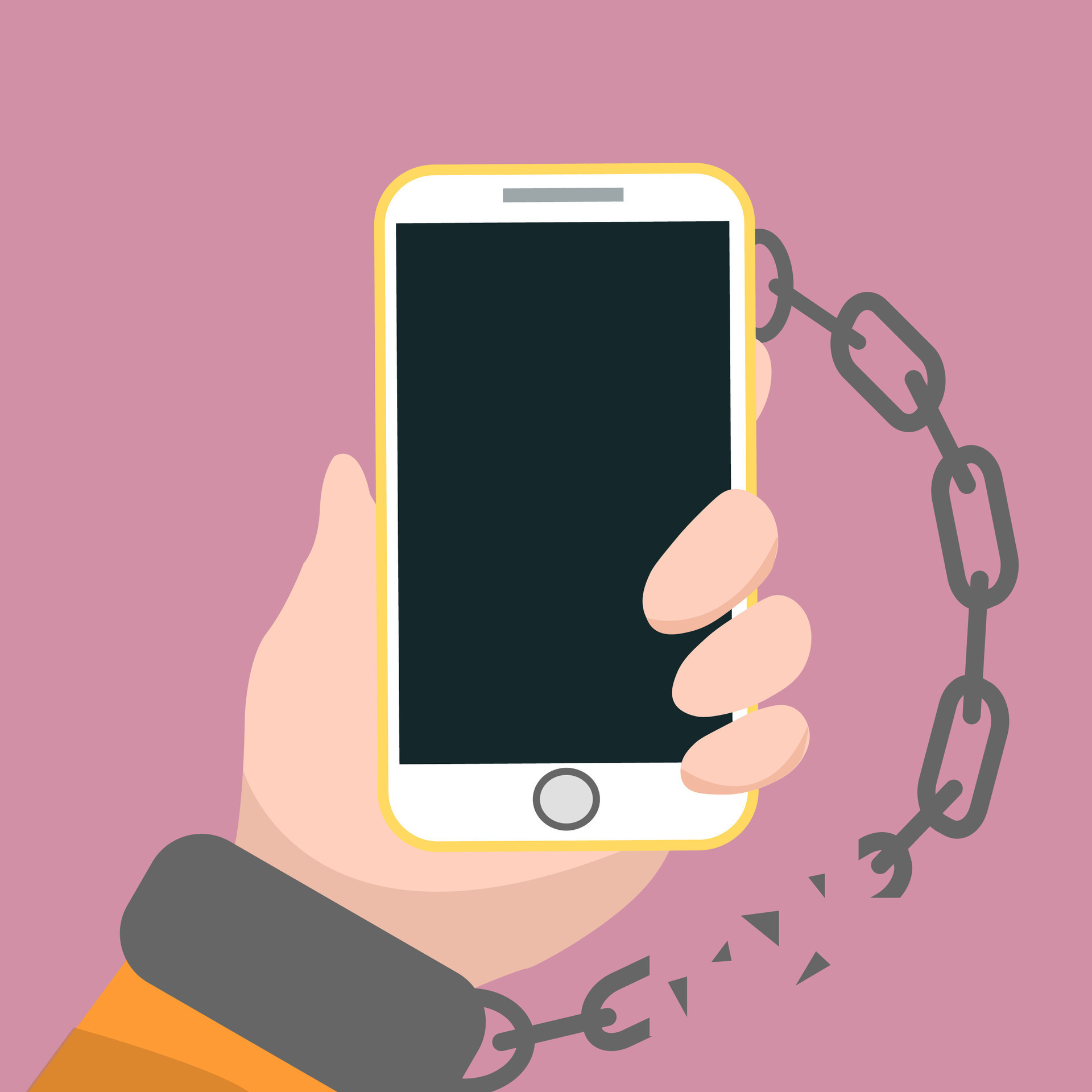 Overcome your phone addiction. shackles broken 38557183 Vector Art at Vecteezy