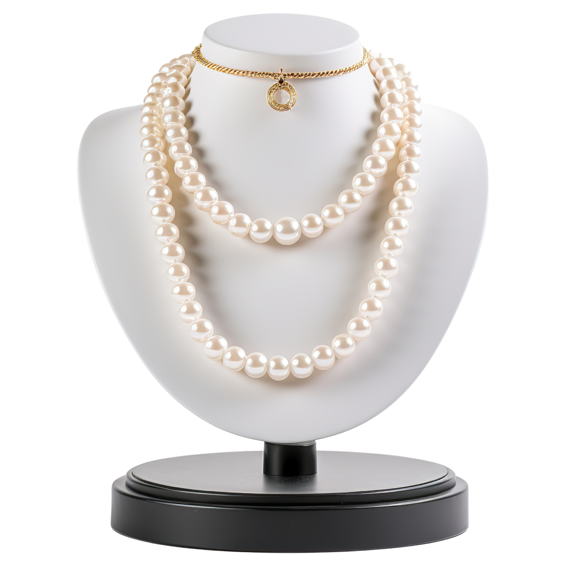 Ai Generated Pearl Perfection White Pearl Necklace Showcased In