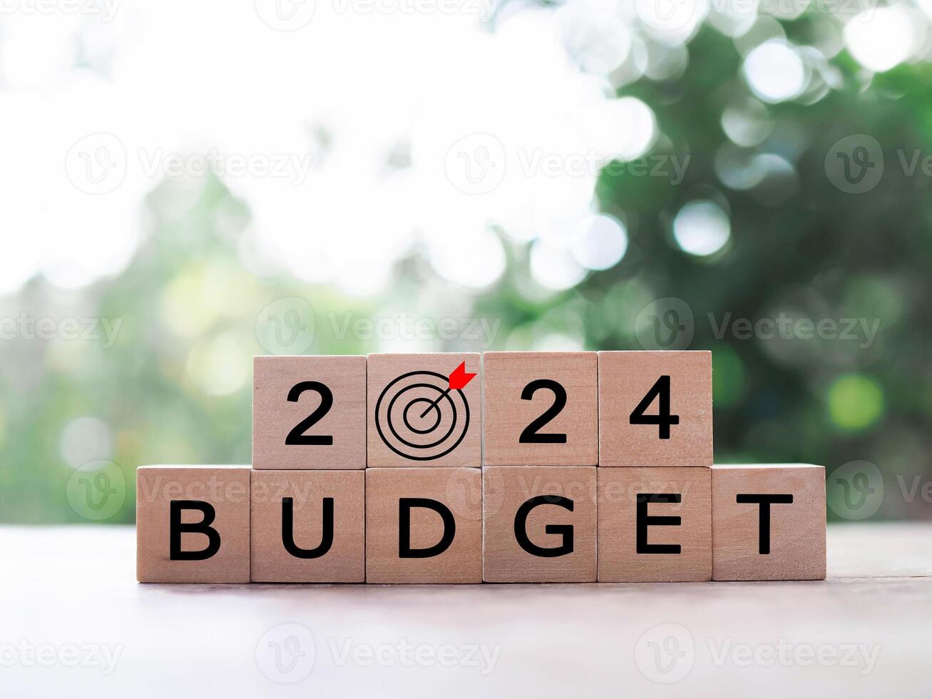 Wooden blocks with the word BUDGET and number 2024. The concept about budget planning and ...