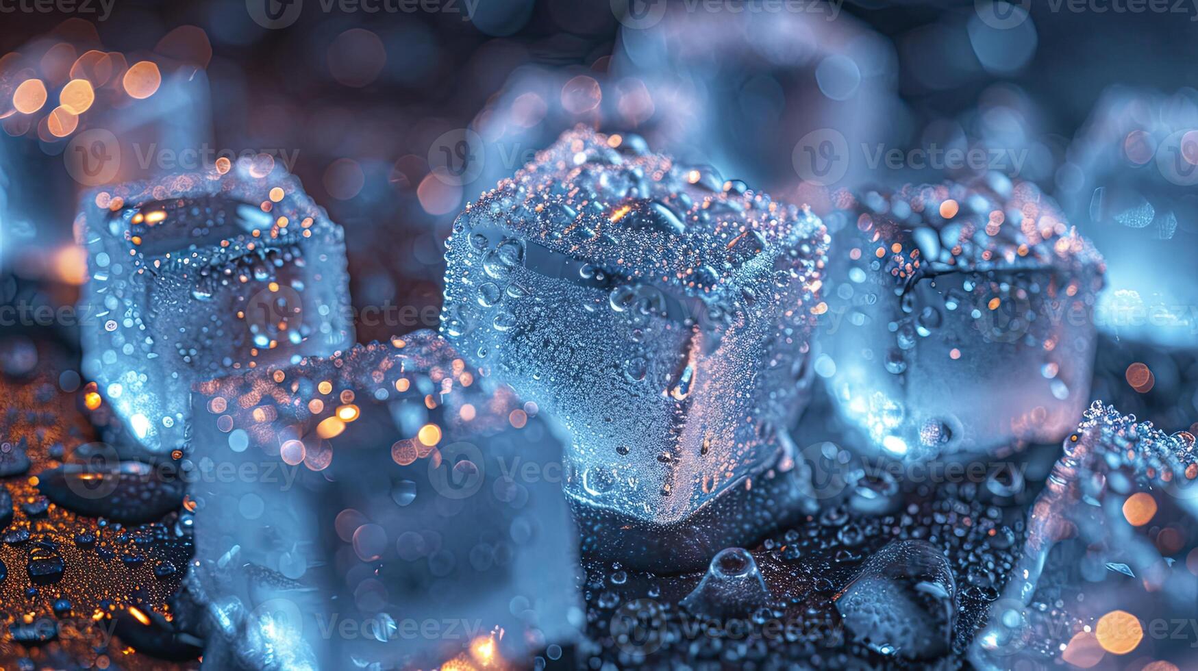 AI generated Close-Up view Sparkling Ice Cubes on the Table 38564182 Stock Photo at Vecteezy