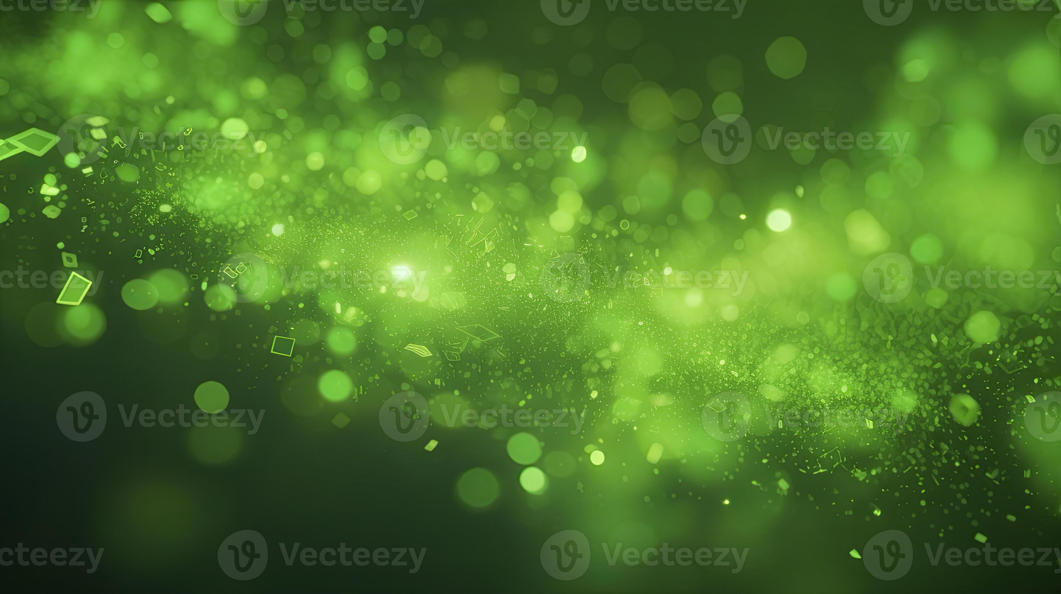 AI generated green lime glow particle abstract bokeh background photorealistic 3d render ...