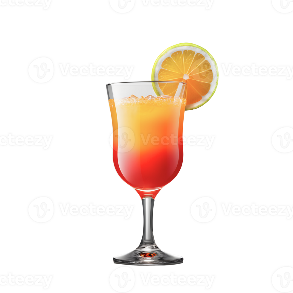 Ai Generated Glass Of Tequila Sunrise Cocktail Isolated 38567673 Png