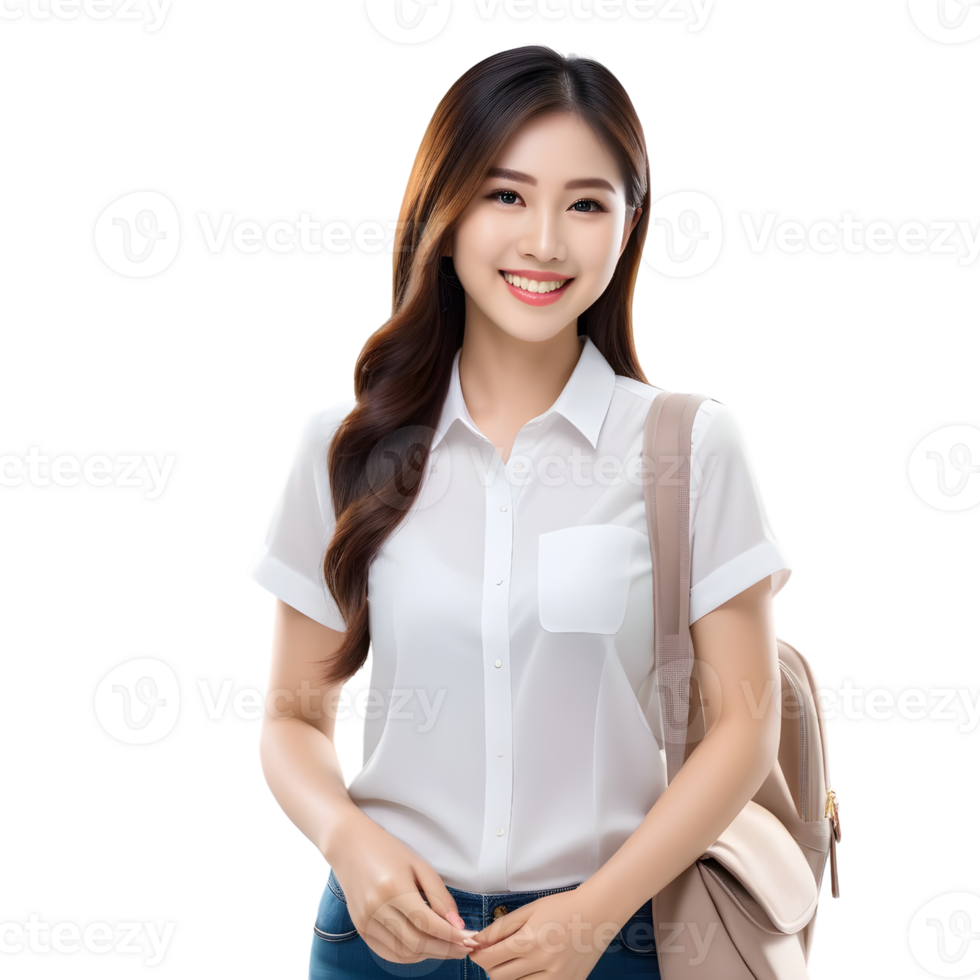 AI generated Asian female student smiling happily 38567817 PNG AI generated Asian female student smiling happily 38567817 PNG