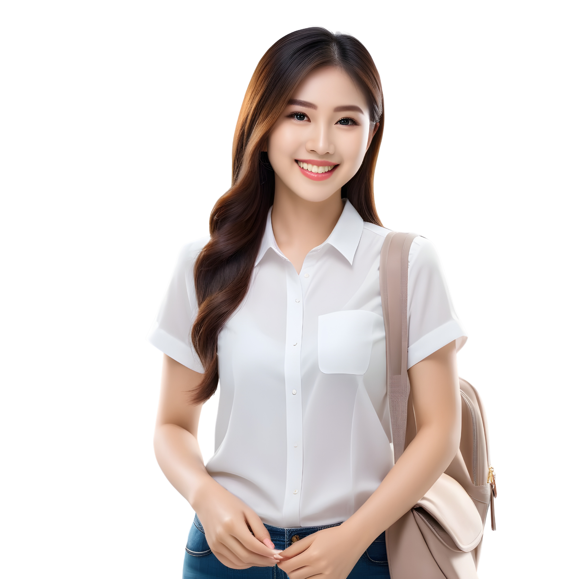 AI generated Asian female student smiling happily 38567817 PNG AI generated Asian female student smiling happily 38567817 PNG