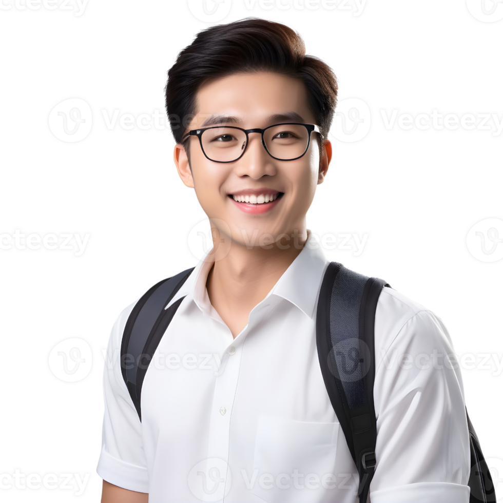 AI generated Asian male student smiling happily 38567908 PNG