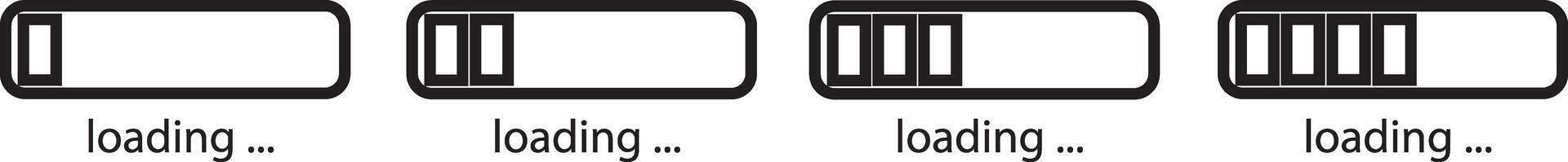 Loading icon icon set in line style. Progress bar simple black style ...