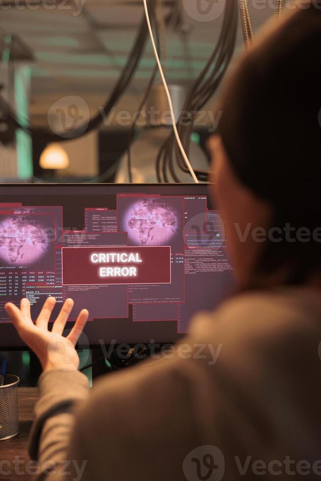 Computadora Sistema Hackear Error Hacker Robando Base De Datos Información Fracasado Ataque