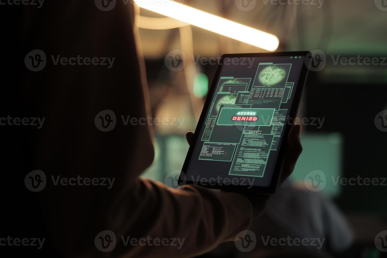 Access Denied Message On Digital Tablet Screen Unsuccessful Password Cracking Database Hacking