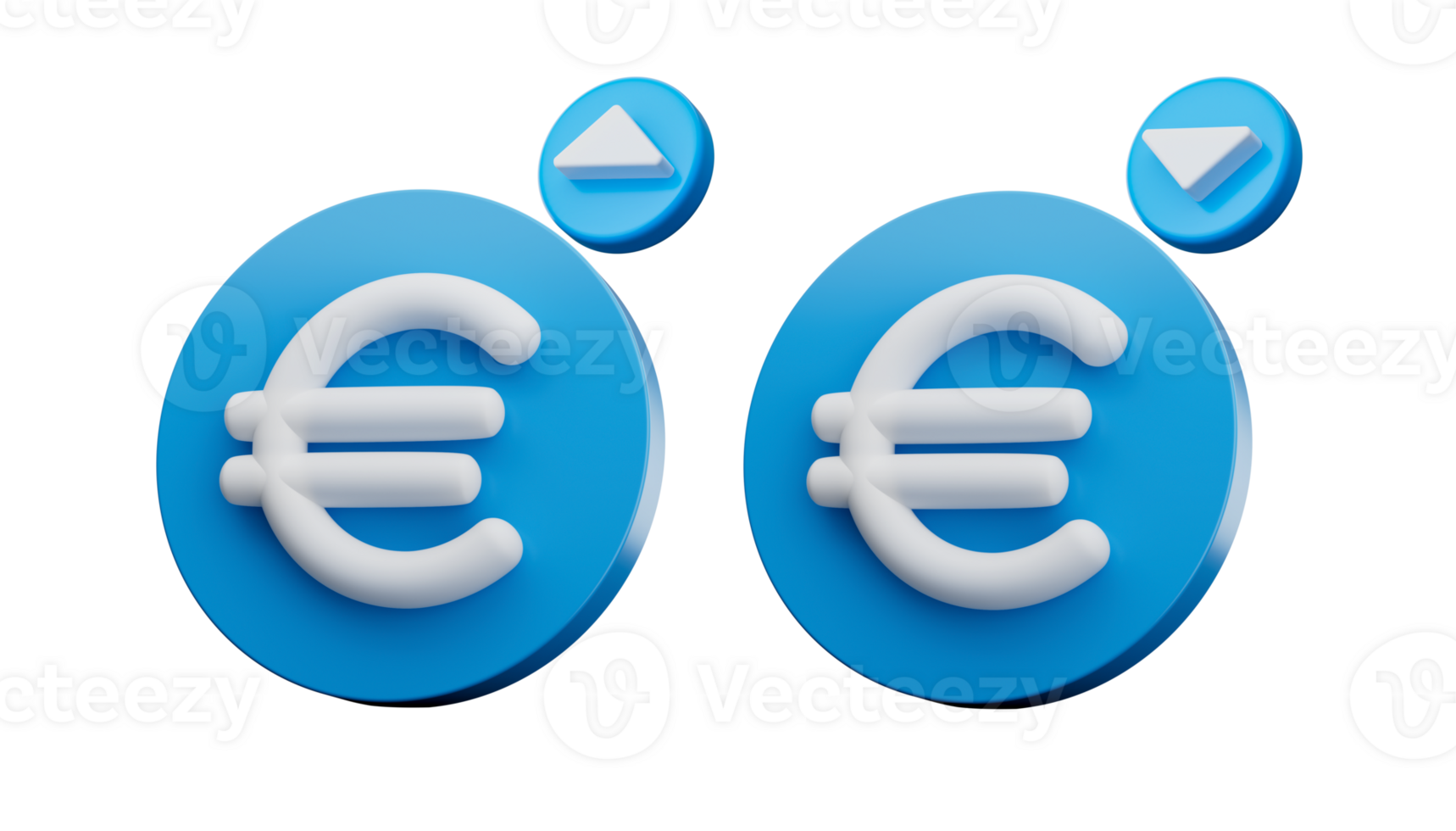 3d Simple Blue Euro Coin, Increase Decrease Icon, 3d illustration ...