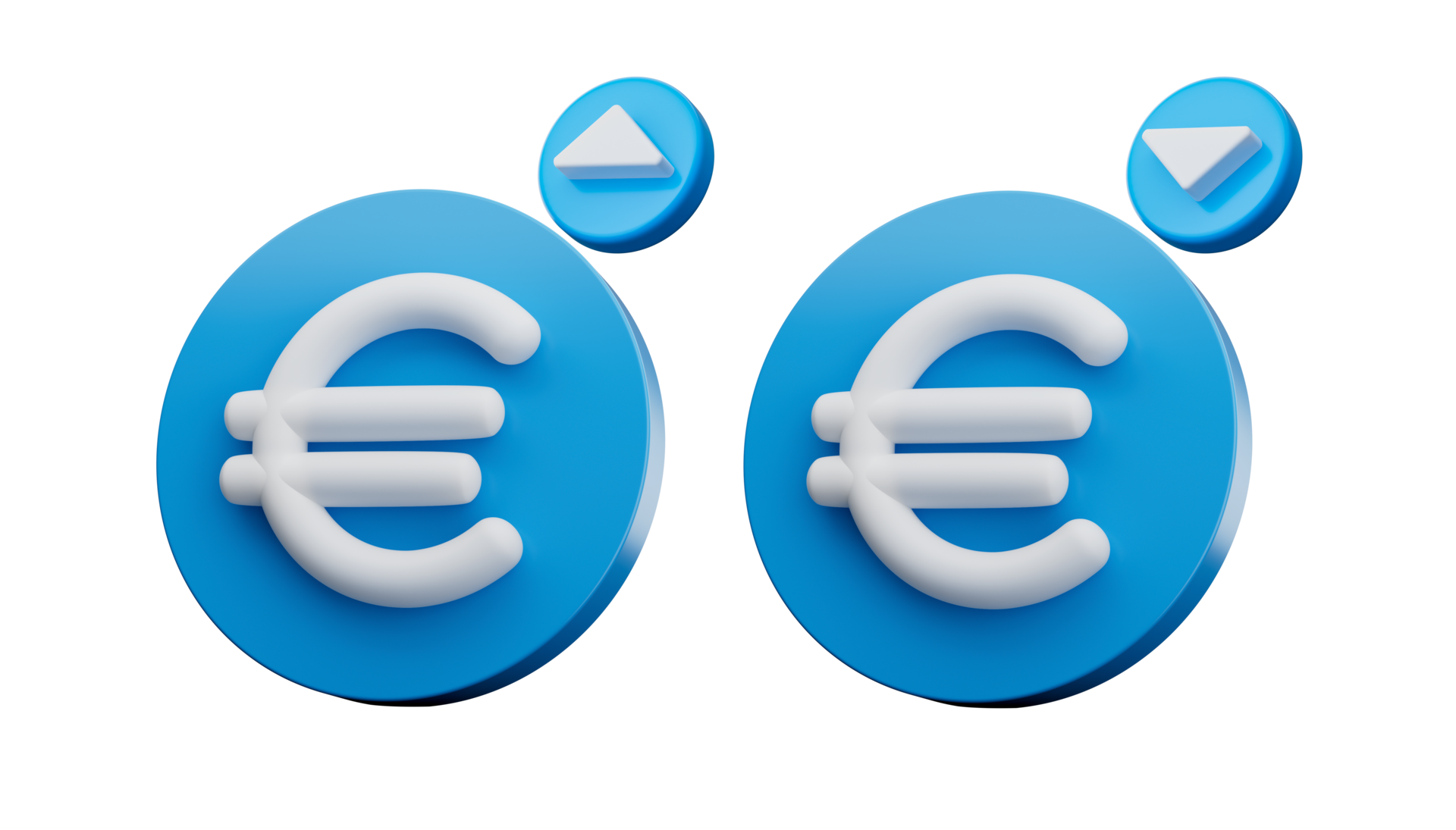 3d Simple Blue Euro Coin, Increase Decrease Icon, 3d illustration ...