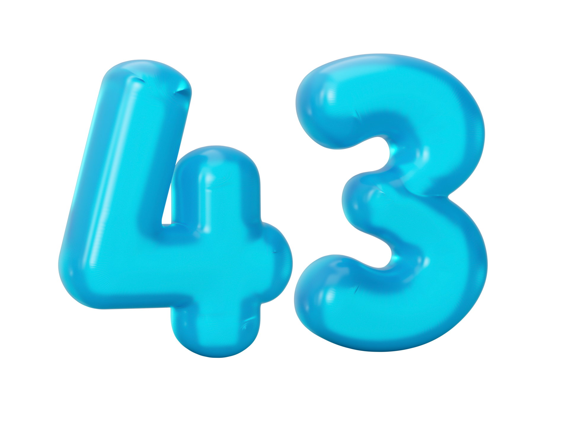 Blue jelly digit 43 Forty three Jelly colorful alphabets numbers for kids 3d illustration ...