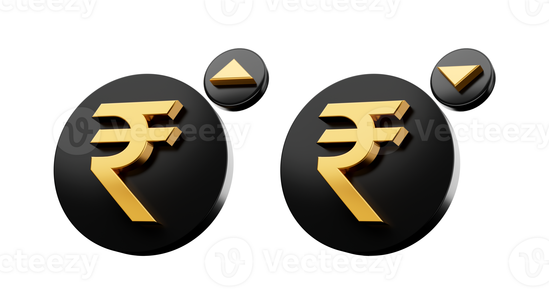 Indian Rupee symbol increase and decrease icon. Money 3d illustration ...