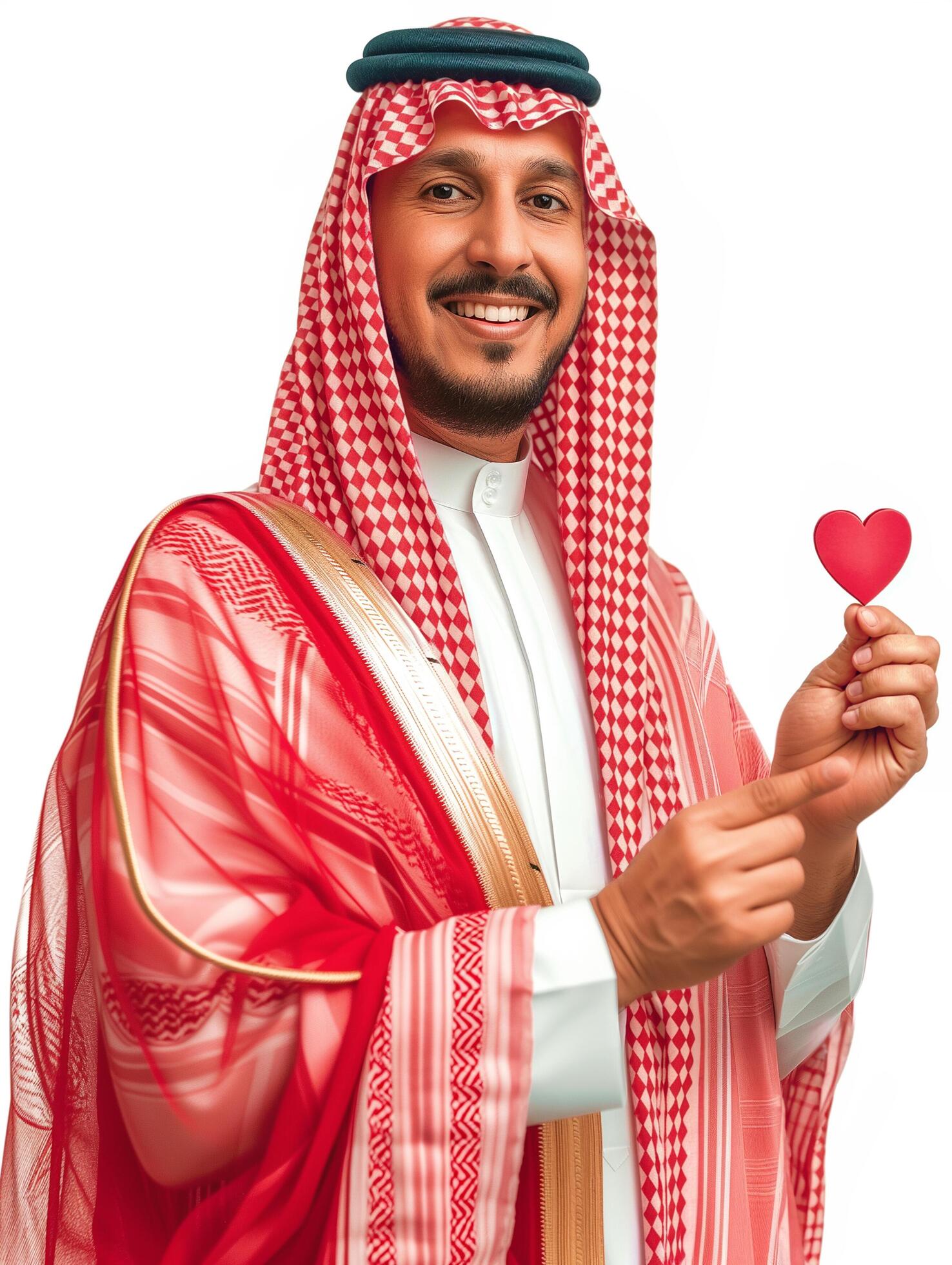 AI generated free photo of an arabic man on a white background holding ...