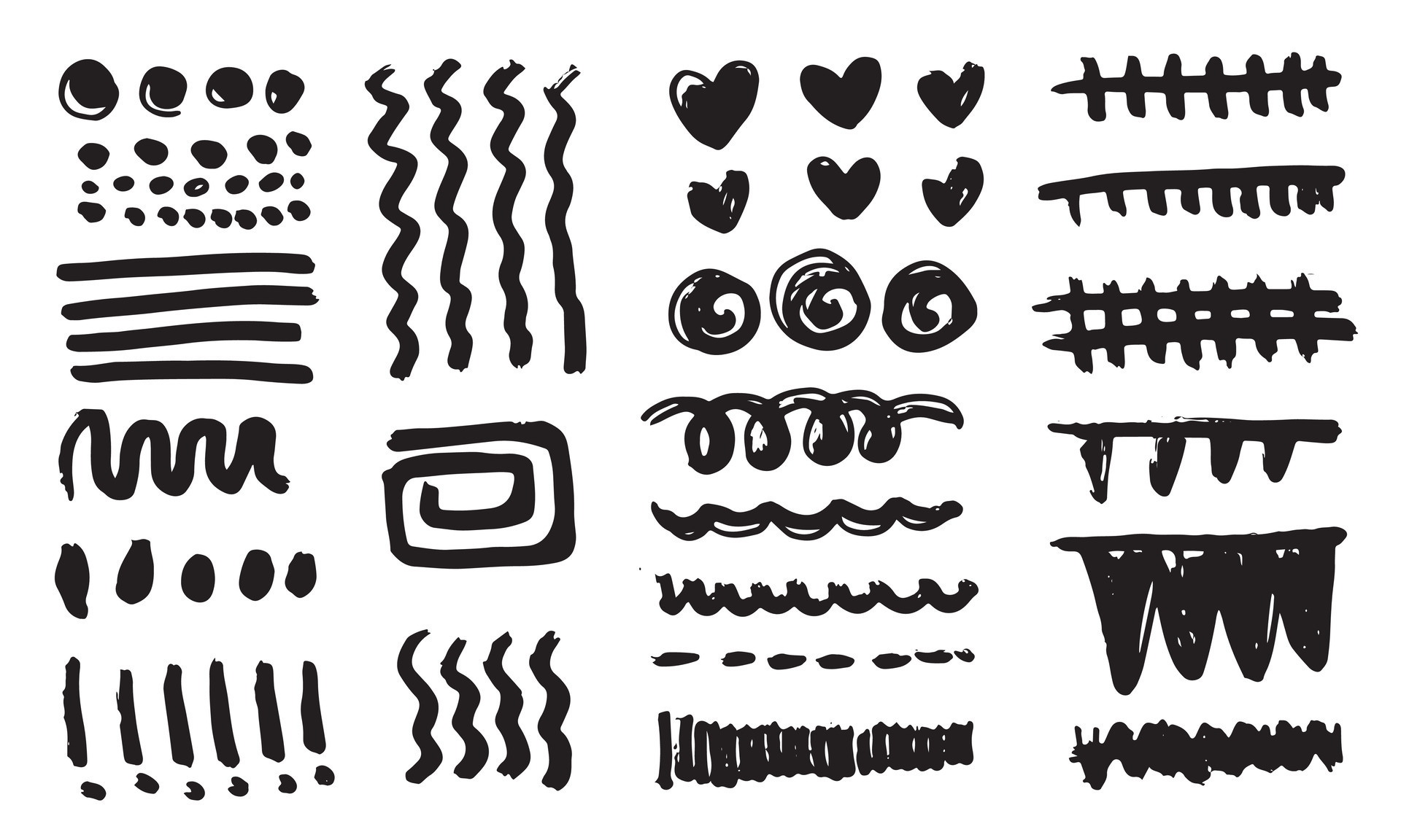 Hand drawn various shapes and doodle objects. vector illustration ...