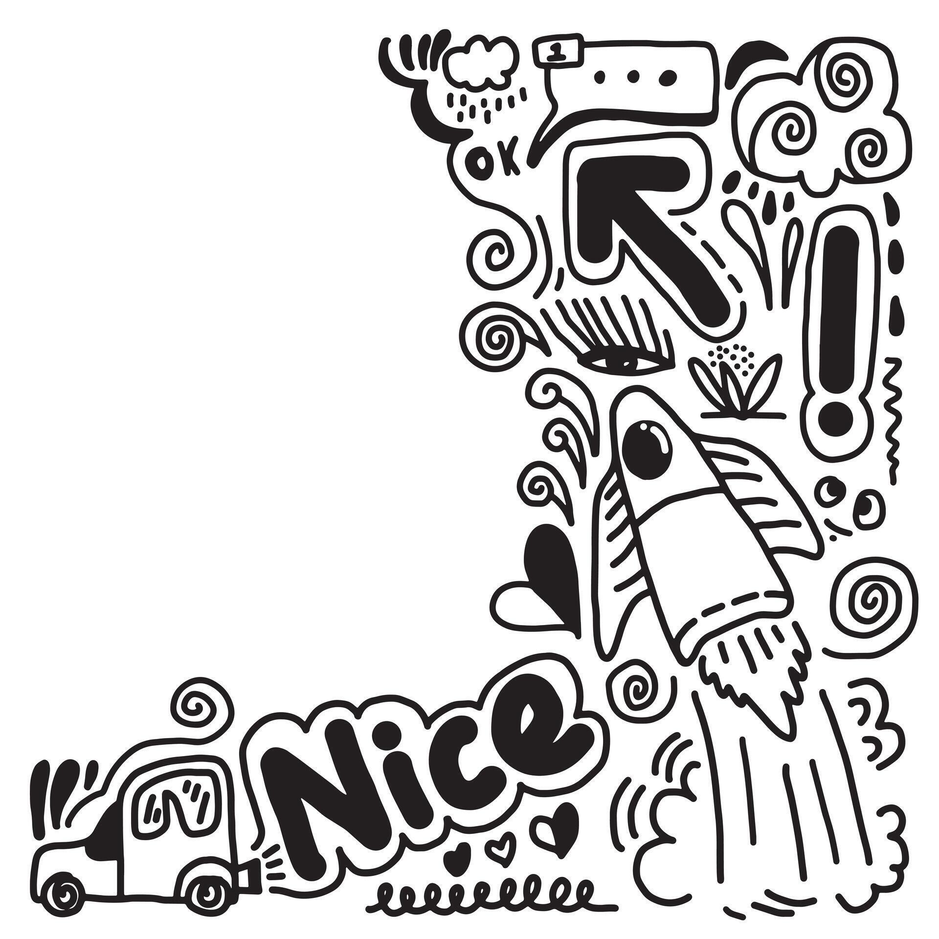 Hand Drawn Cute Doodle Set On White Background Doodle Design Elements