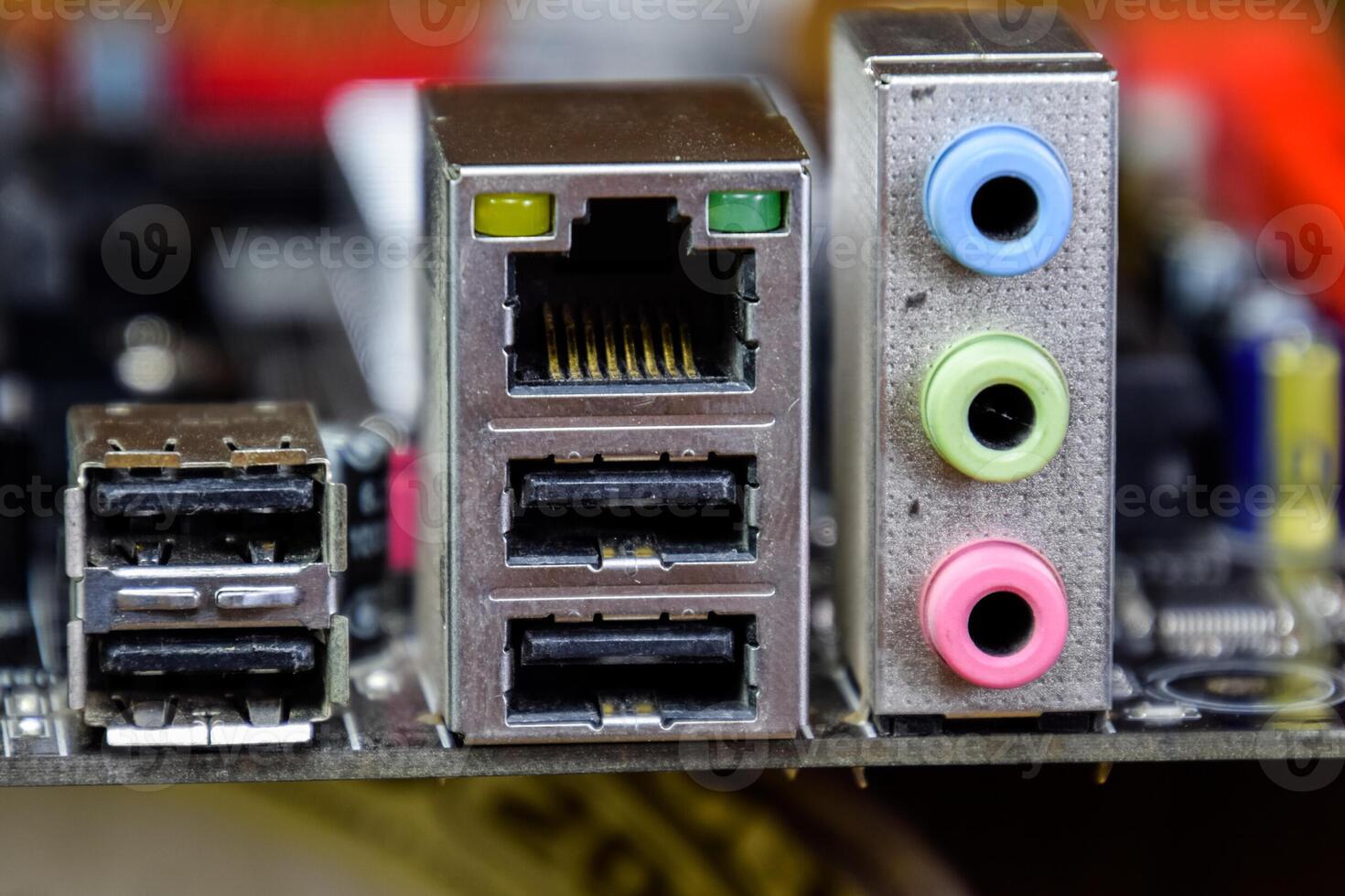 Input And Audio Inputs Electronic Board With Electrical Components Electronics Of Computer