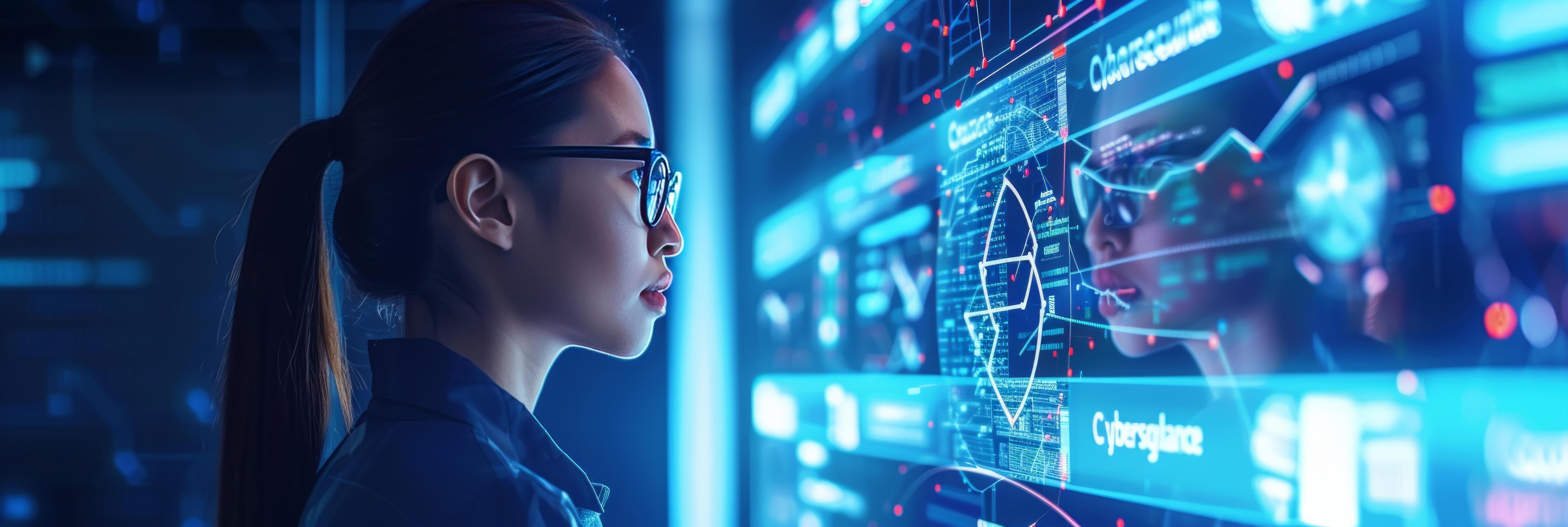 Ai Generated Business Professionals Actively Monitor Electronic Data Security Using Ai Driven