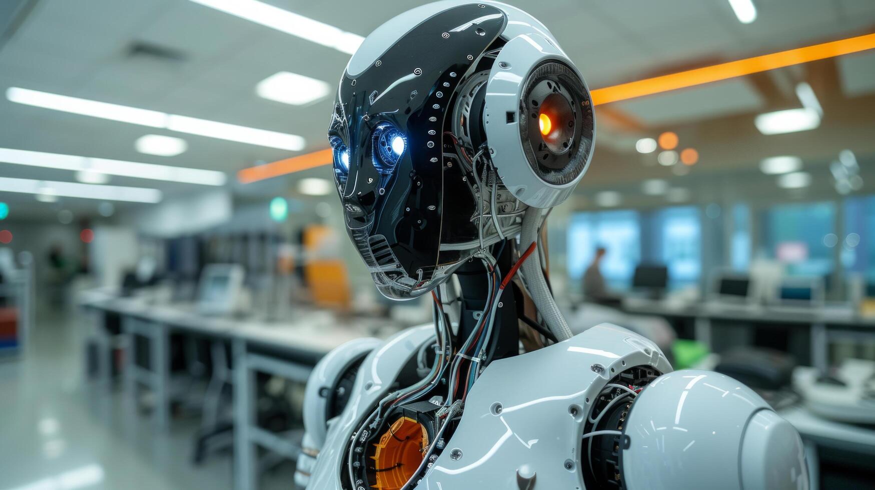 AI generated A cutting-edge robotics lab with AI-powered robots, inspiring students to embrace ...