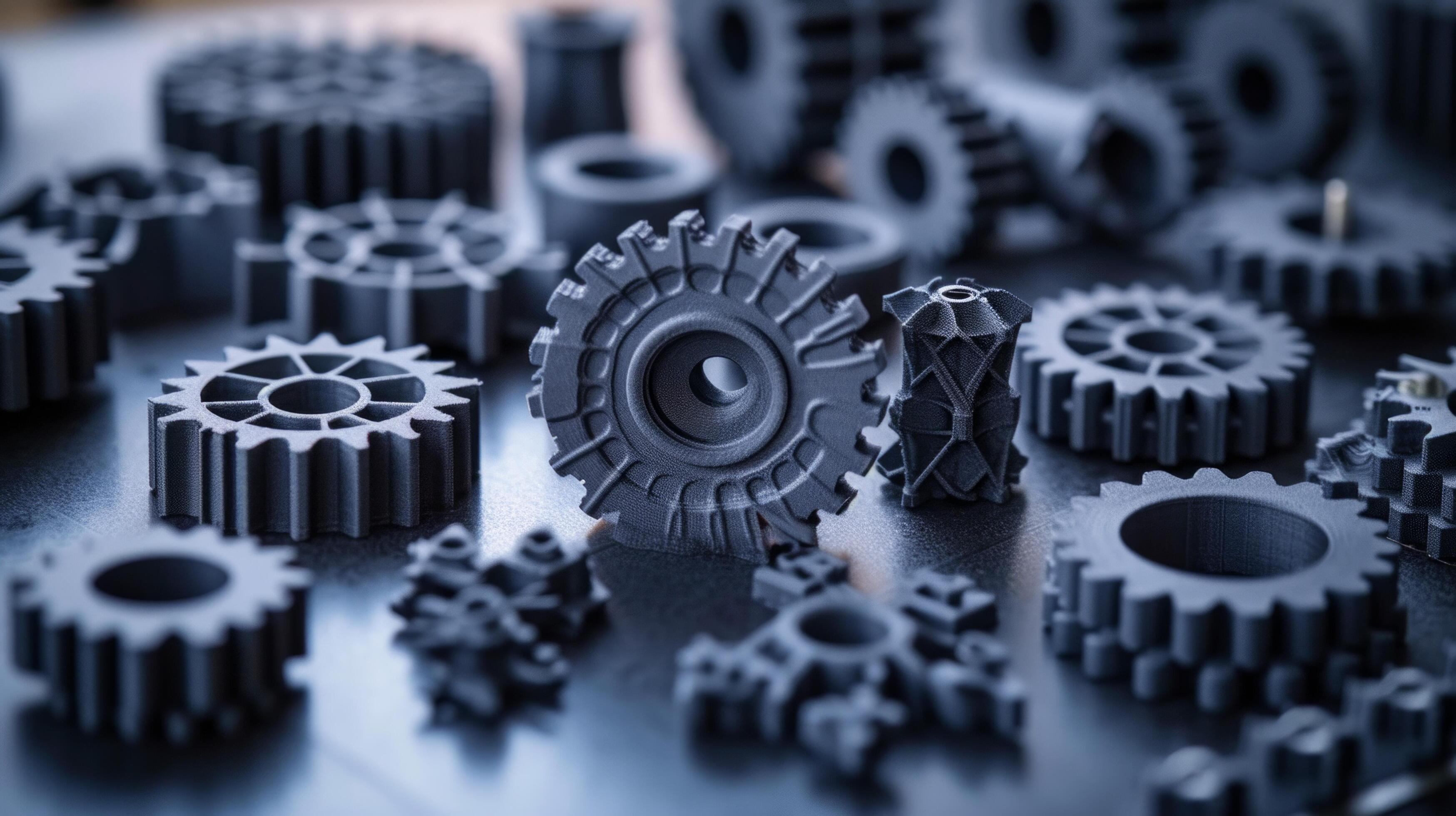 AI generated A detailed close-up of 3D-printed components, revealing ...