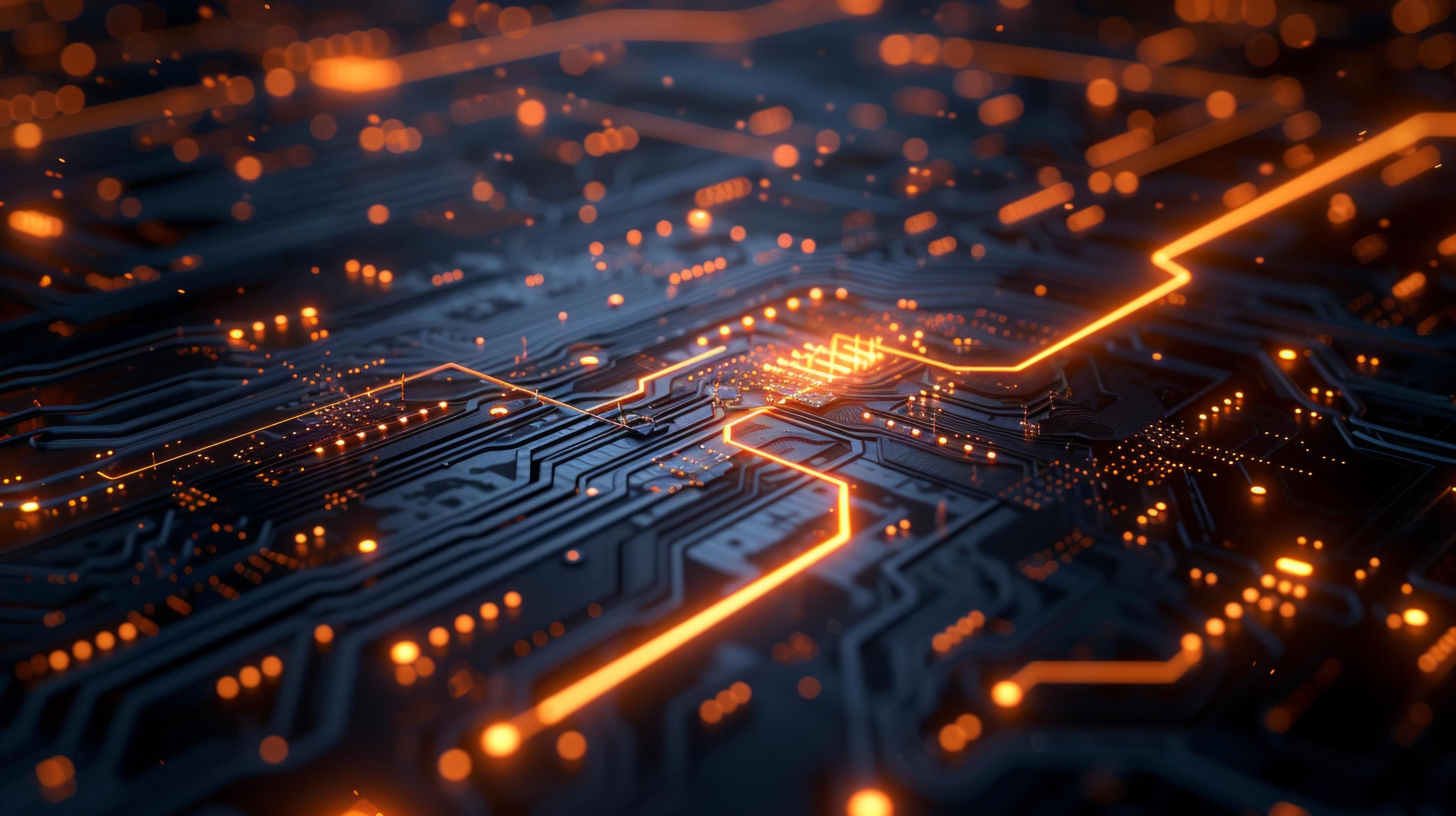 AI generated Circuit board-inspired patterns with glowing circuits and ...
