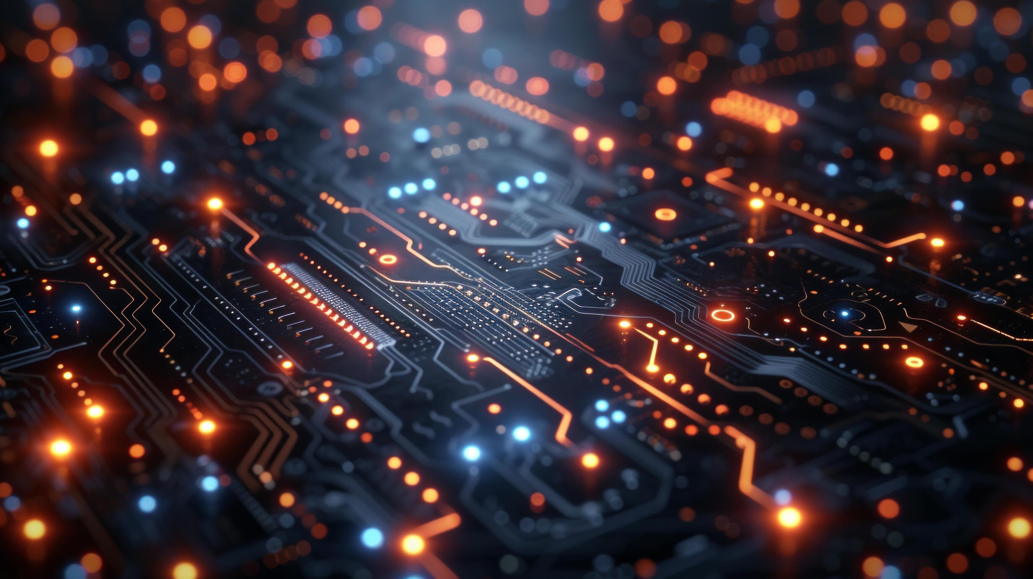 AI generated Circuit board-inspired patterns with glowing circuits and ...