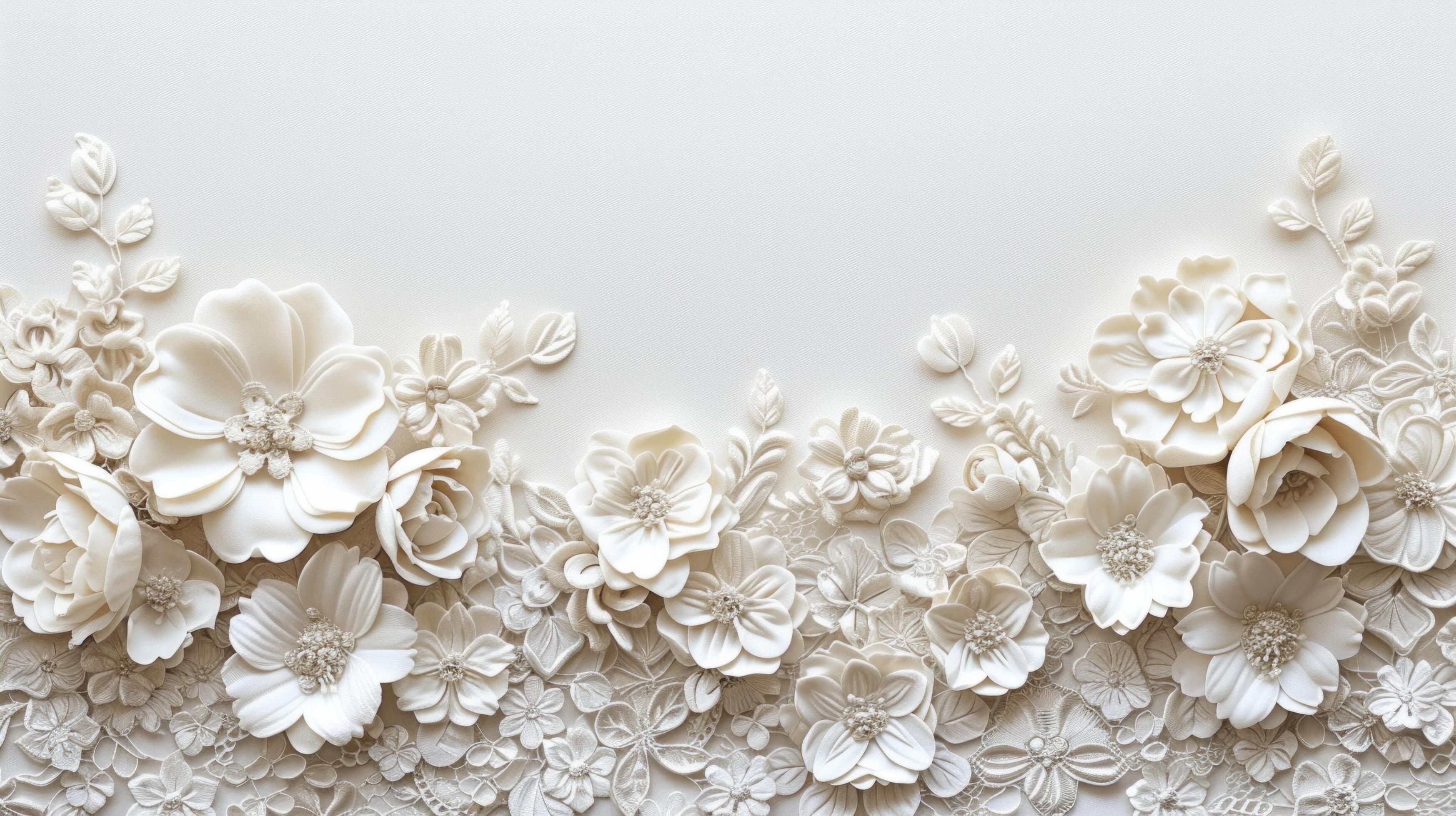 AI generated Intricate lace patterns in white and ivory, evoking ...