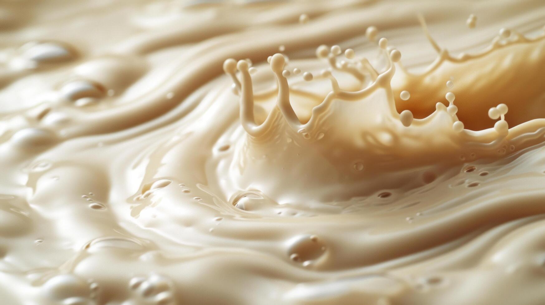 AI generated Distinct patterns emerge when milk meets a pool of coffee, creating beautiful ...
