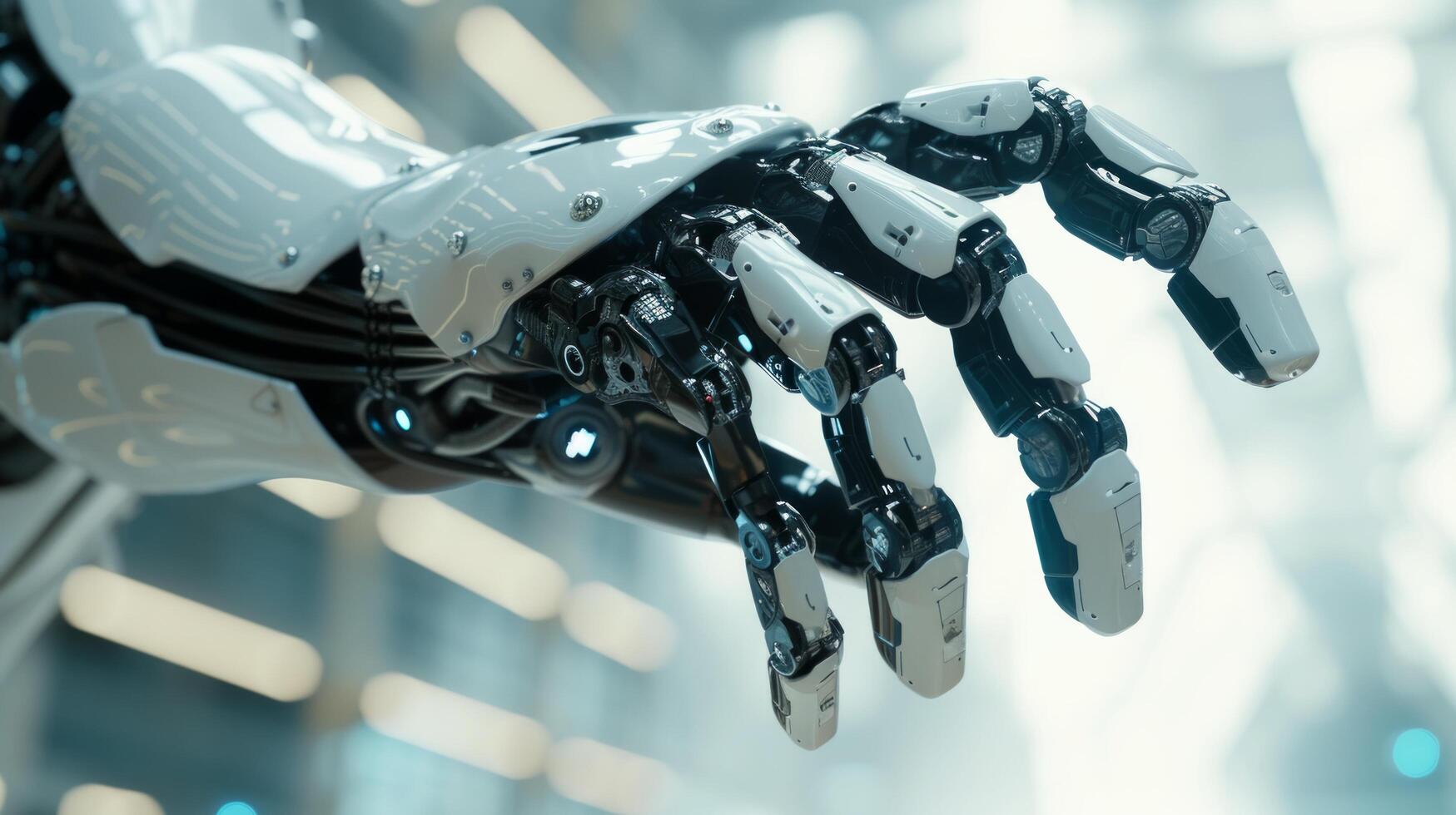 AI generated Its robotic arm extends towards the camera 38816473 Stock ...