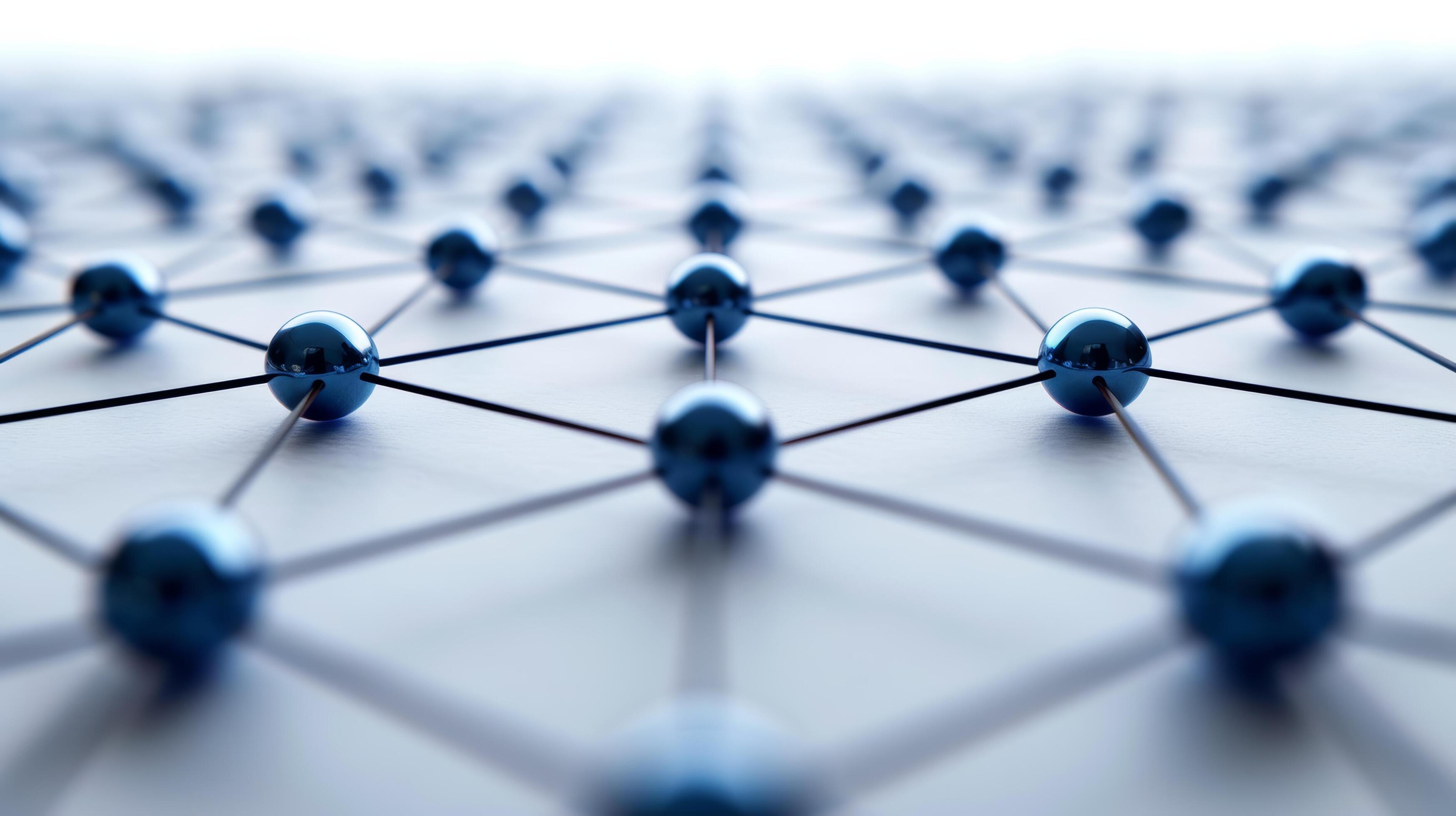 AI generated Nodes connect seamlessly in a minimalist network ...