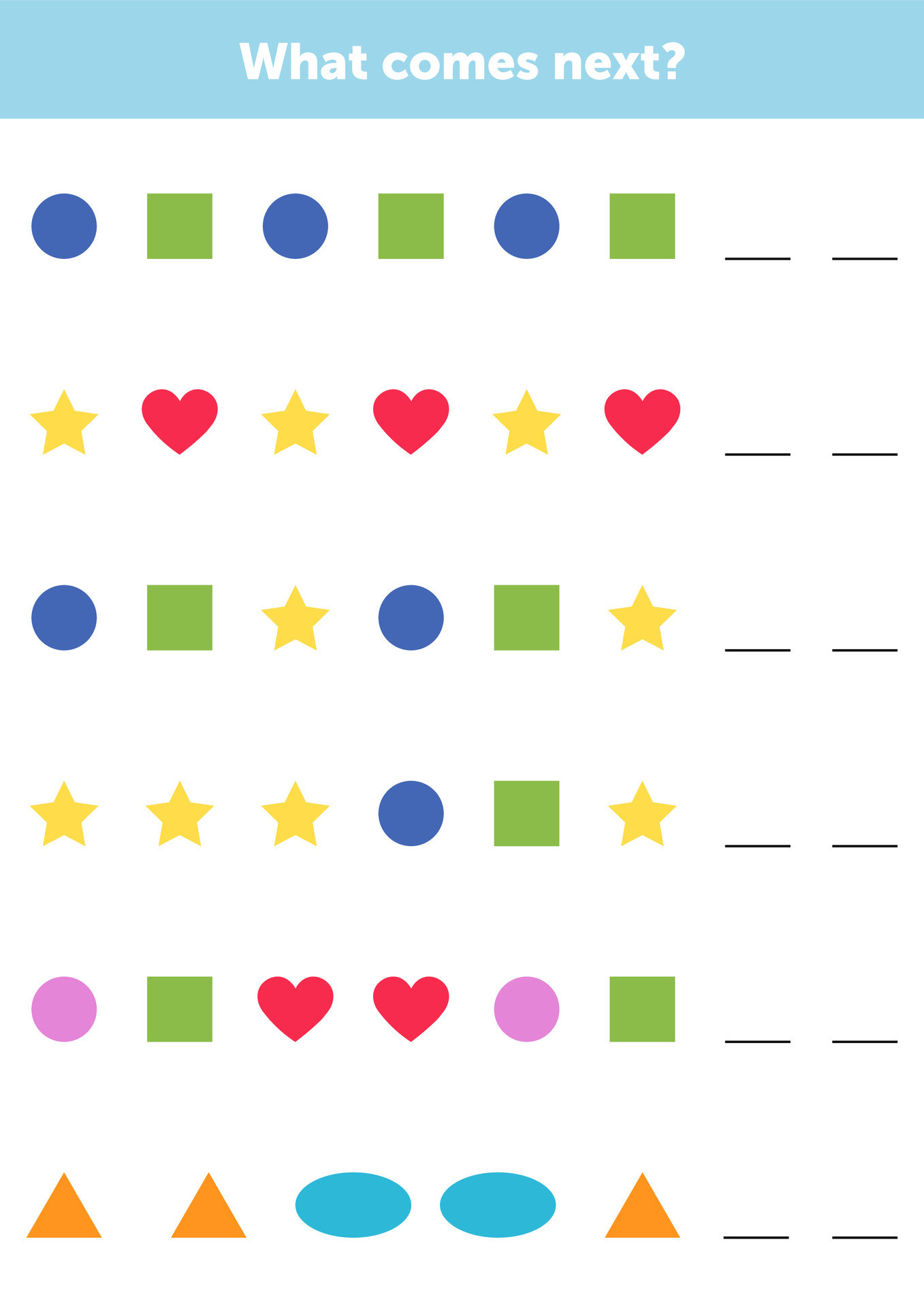 What comes next figures. Educational logical game for kids. Complete ...