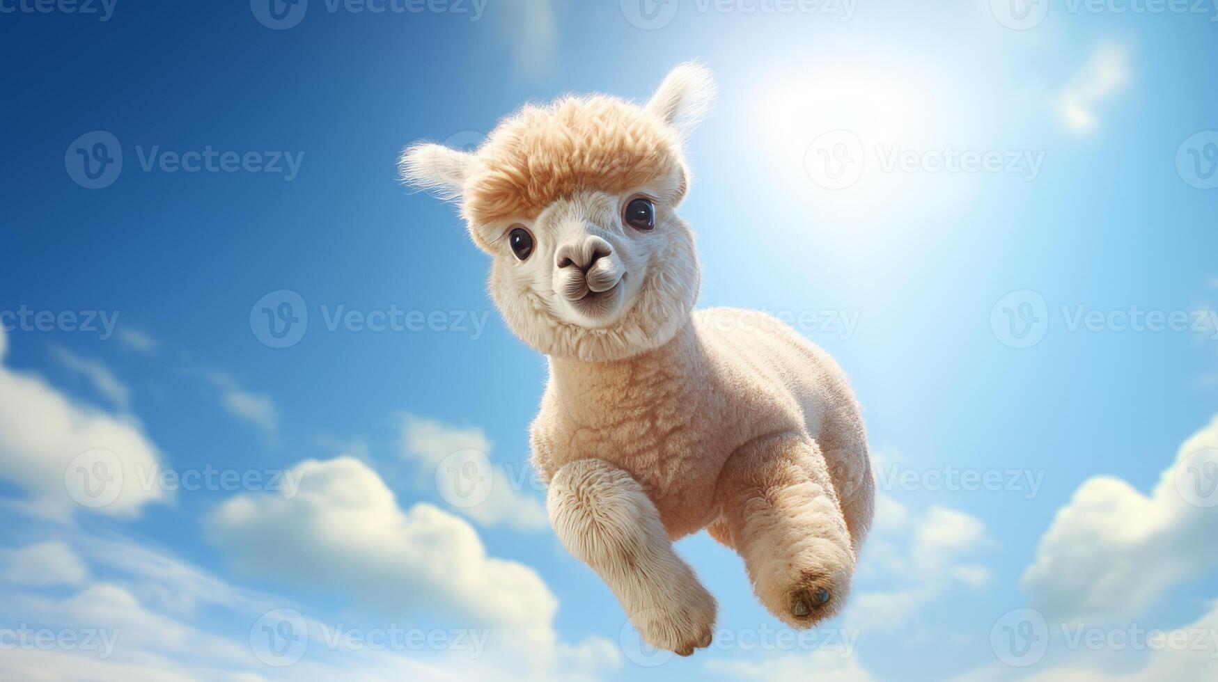 AI generated Flying Alpaca on blue sky background. 38851854 Stock Photo at Vecteezy
