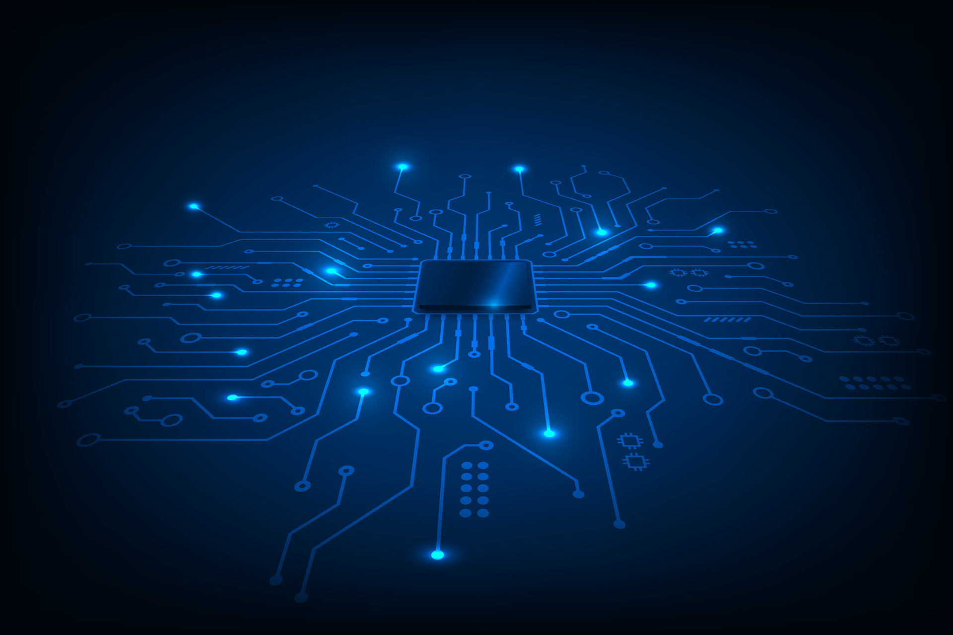 Vector Perspective Abstract Technology Chip Processor Circuit Board On