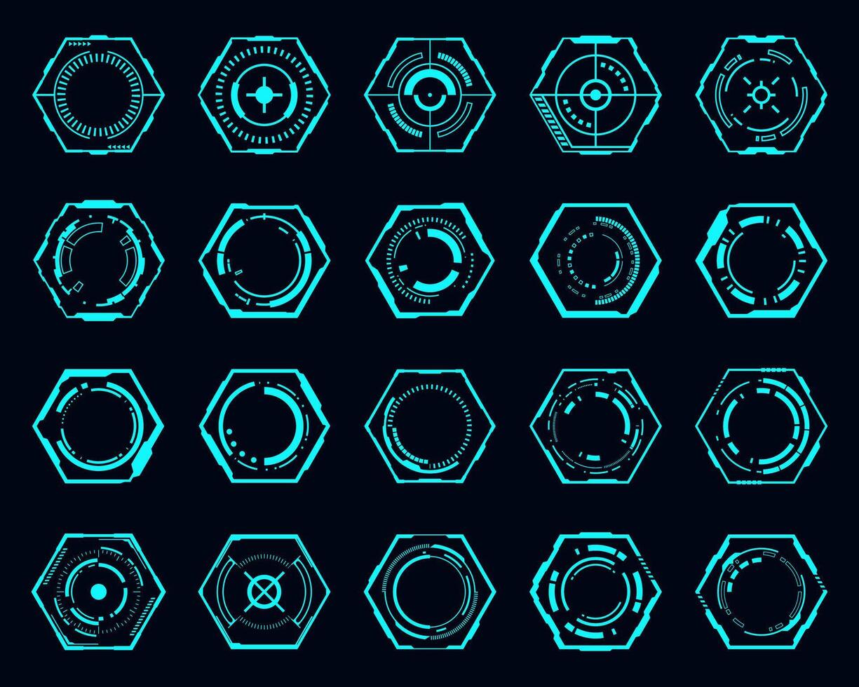 Vector set technology futuristic frame HUD hexagon shape technology ...