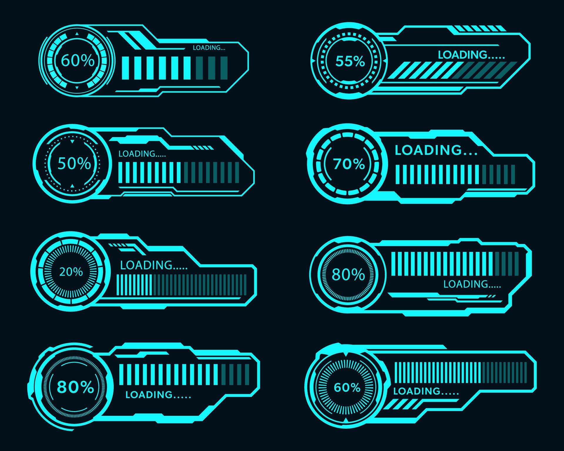 Vector set loading bar progress frame hud futuristic design element. 38892620 Vector Art at Vecteezy