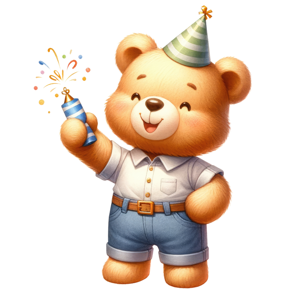 AI generated Cute teddy bear holding a firework. 38906456 PNG AI generated Cute teddy bear holding a firework. 38906456 PNG
