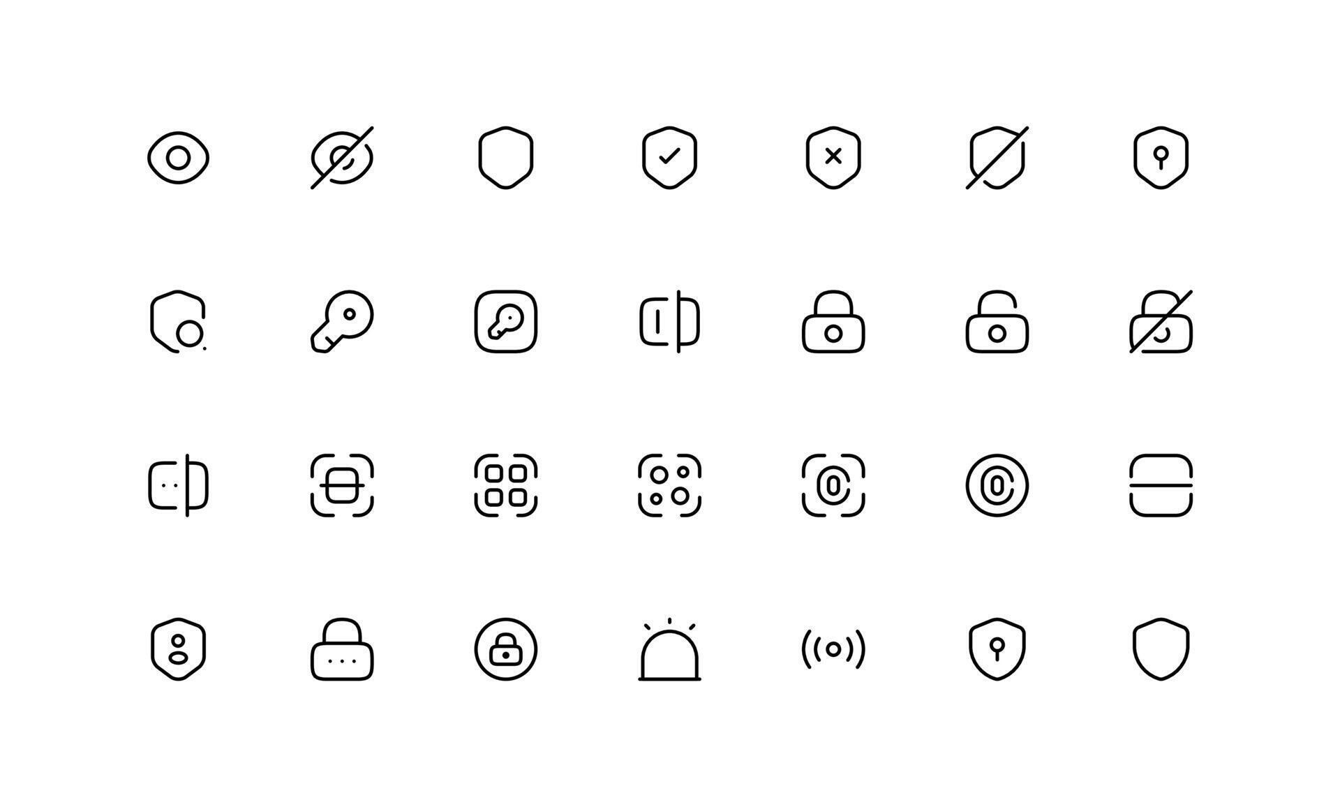 Vector Set Of Security Line Icons Contains Icons Digital Lock Cyber Security Password Smart